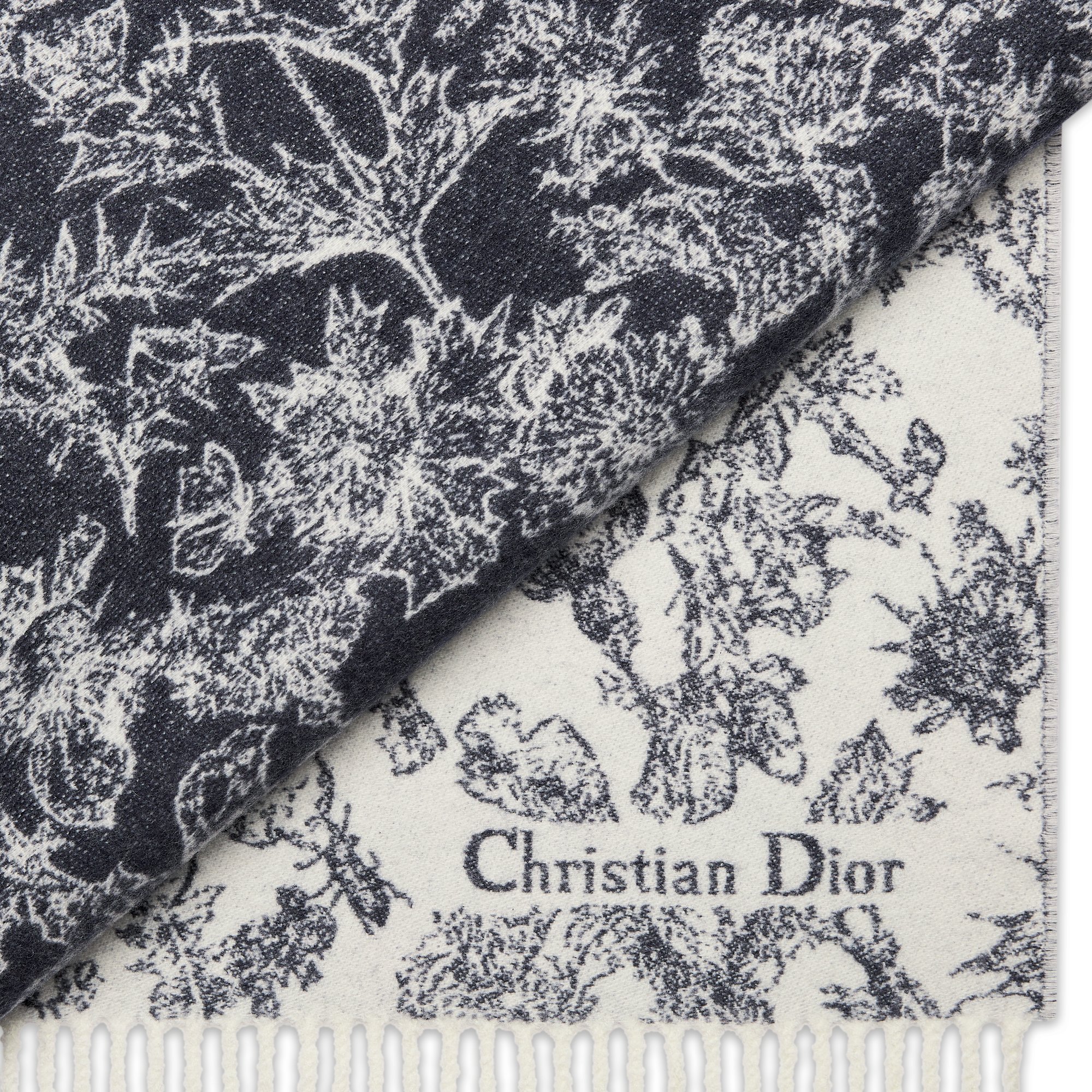 Dior Chardons Scarf Navy Blue Cashmere and Wool | DIOR