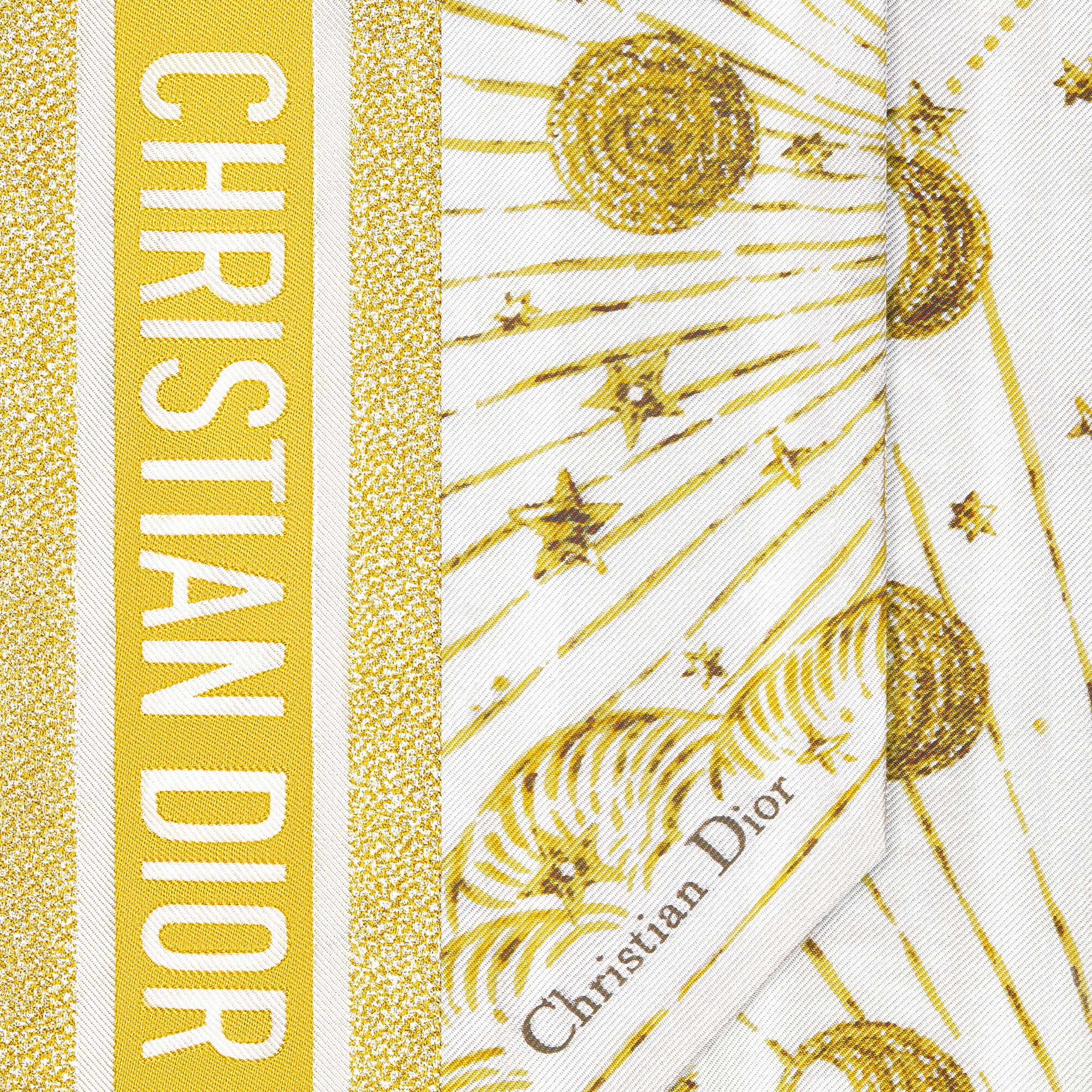 Dior Astral Mitzah Scarf White and Gold-Tone Silk Twill | DIOR