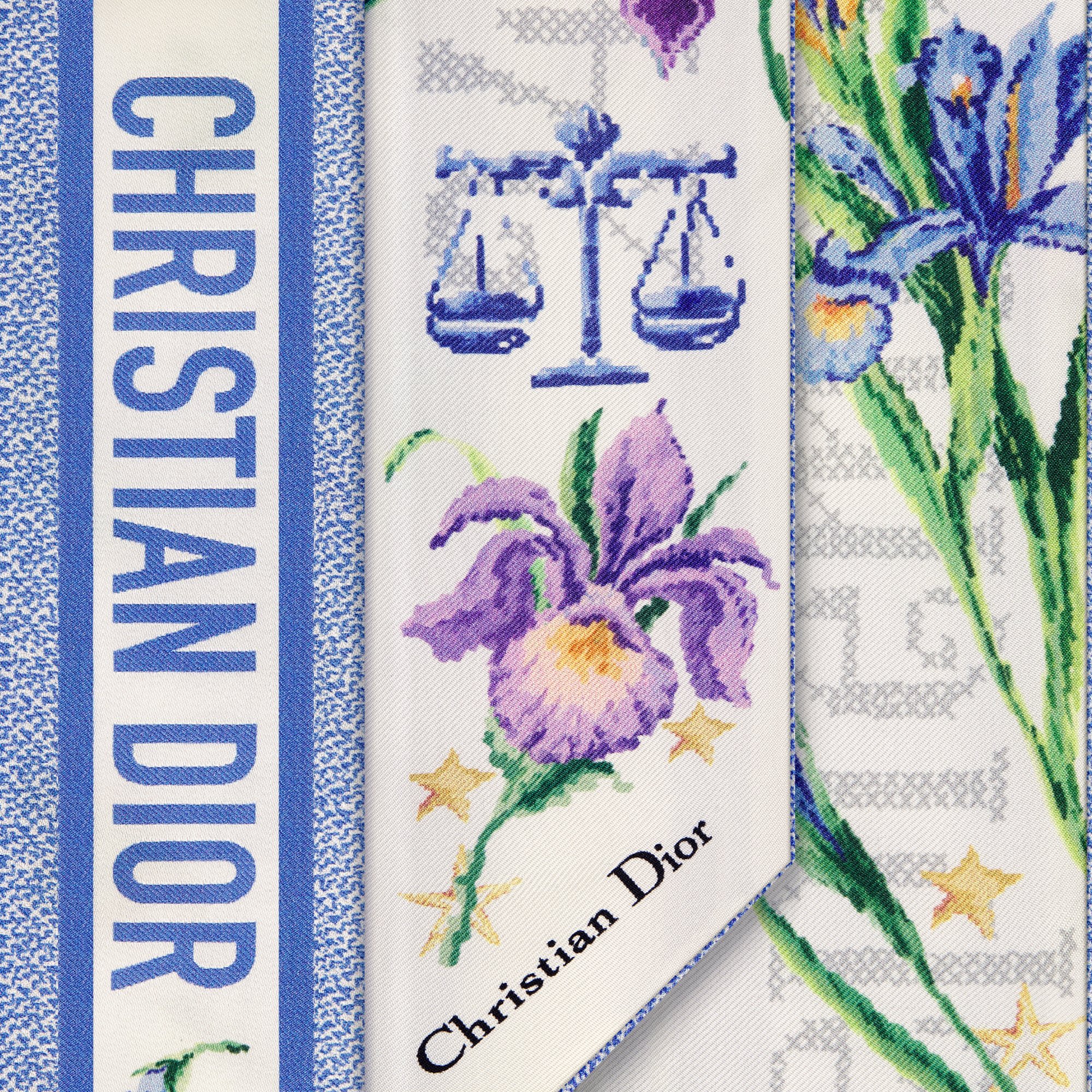 Christian Dior 1947 Zodiac Libra Mitzah Scarf Ivory and Blue Multicolor ...
