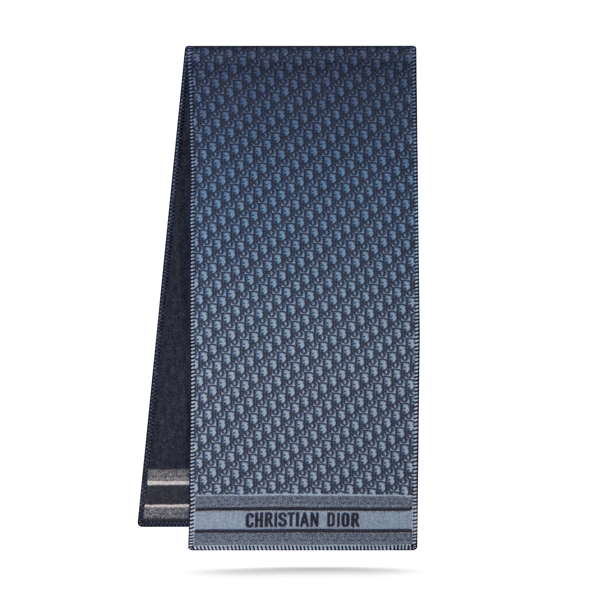 Dior Oblique Scarf Navy Blue Cashmere and Wool | DIOR