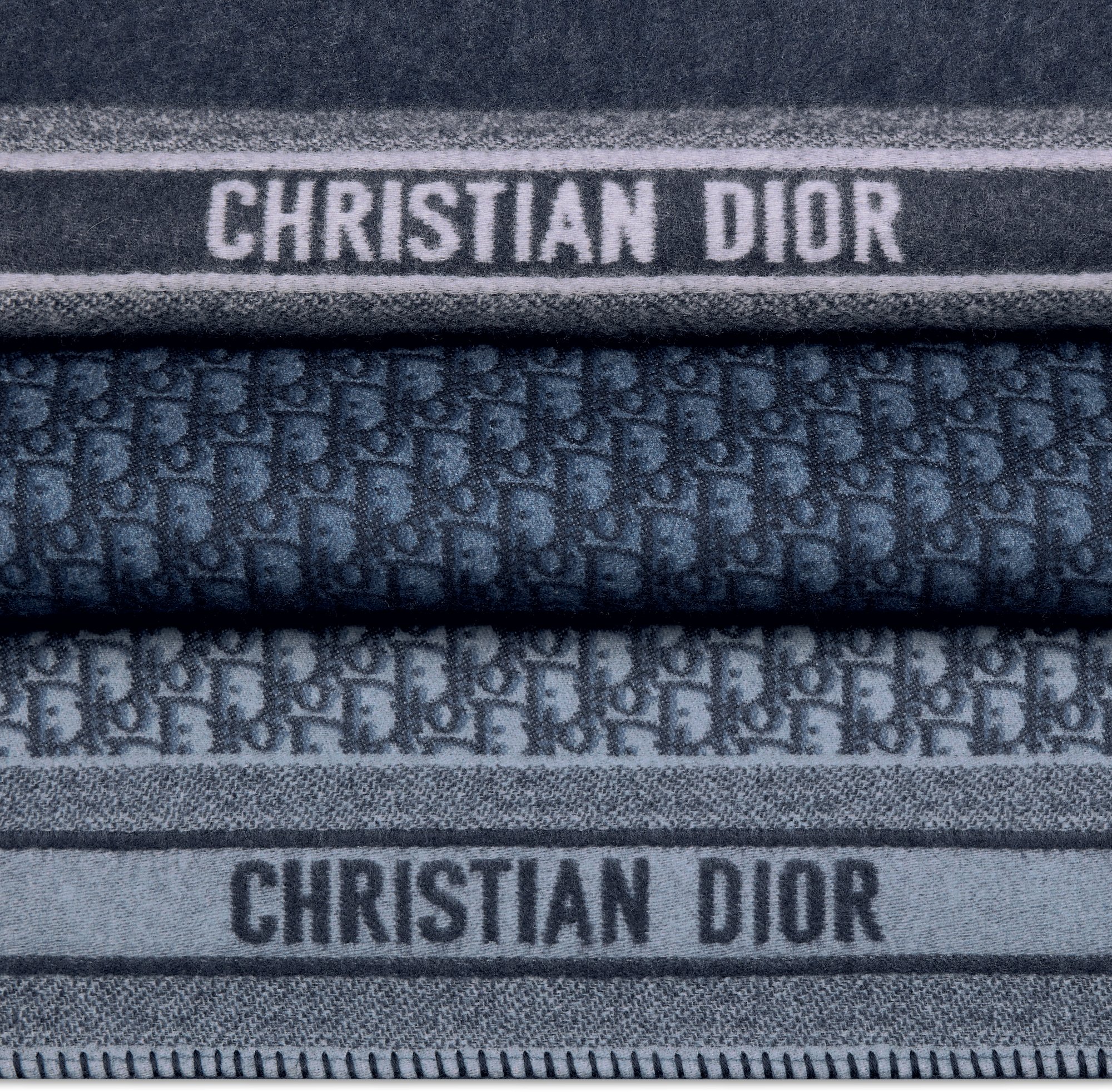 Dior Oblique Scarf Navy Blue Cashmere and Wool | DIOR