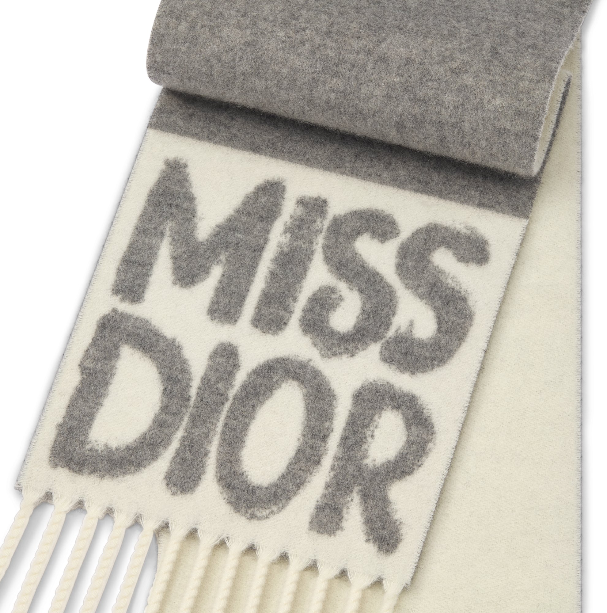 Miss Dior Graffiti Scarf Gray and Ivory Cashmere | DIOR