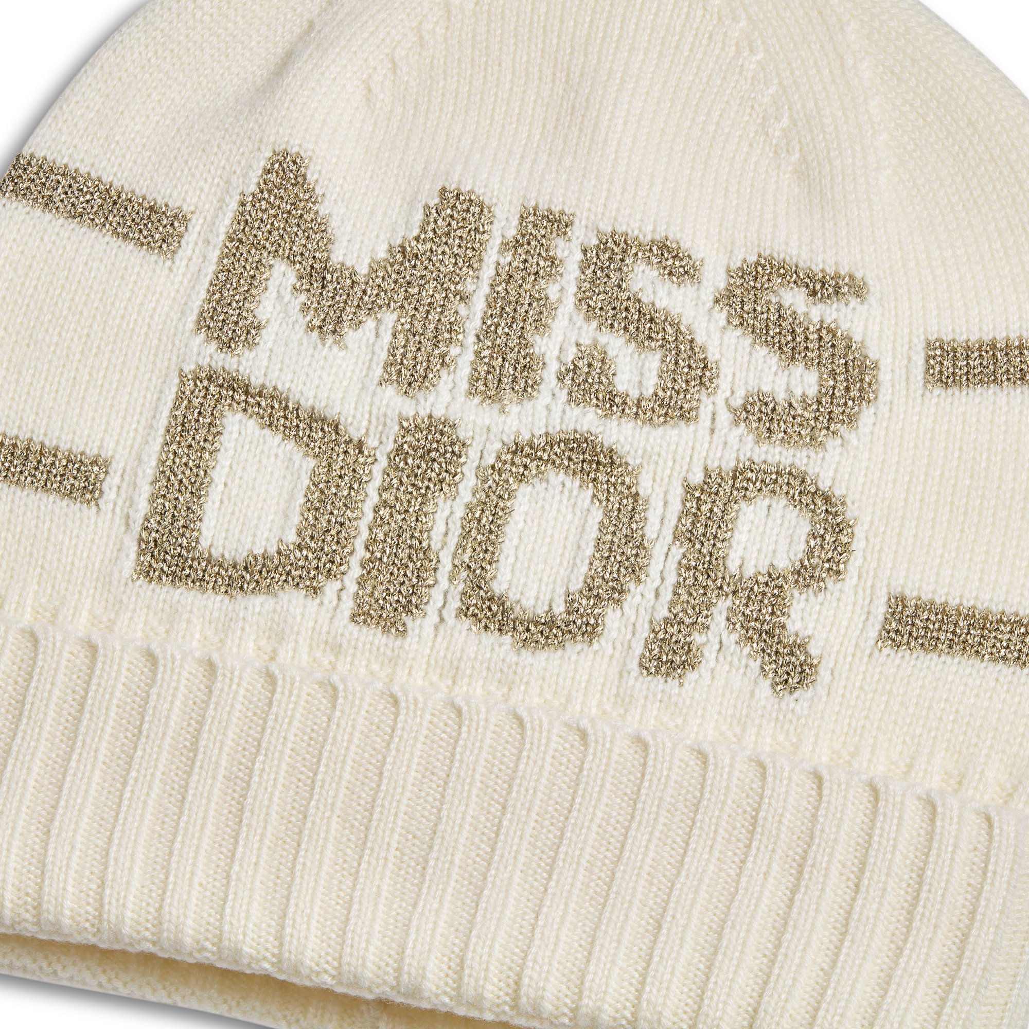 Miss Dior Graffiti-muts uit de DiorAlps-lijn Ecrukleurige kasjmierblend ...