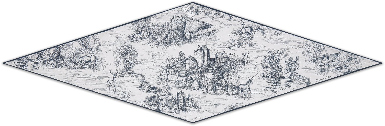 Toile de Jouy Scotland Dior Diamond White and Gray Silk Twill | DIOR