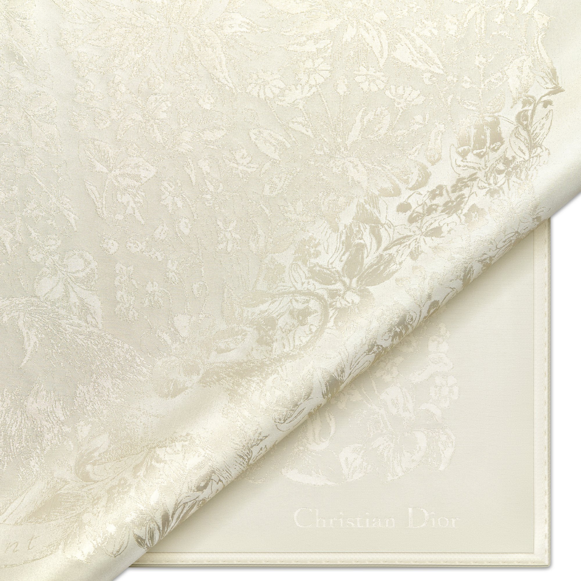 Dior Around the World 140 Square Scarf Ivory Silk Twill and Gold-Tone ...