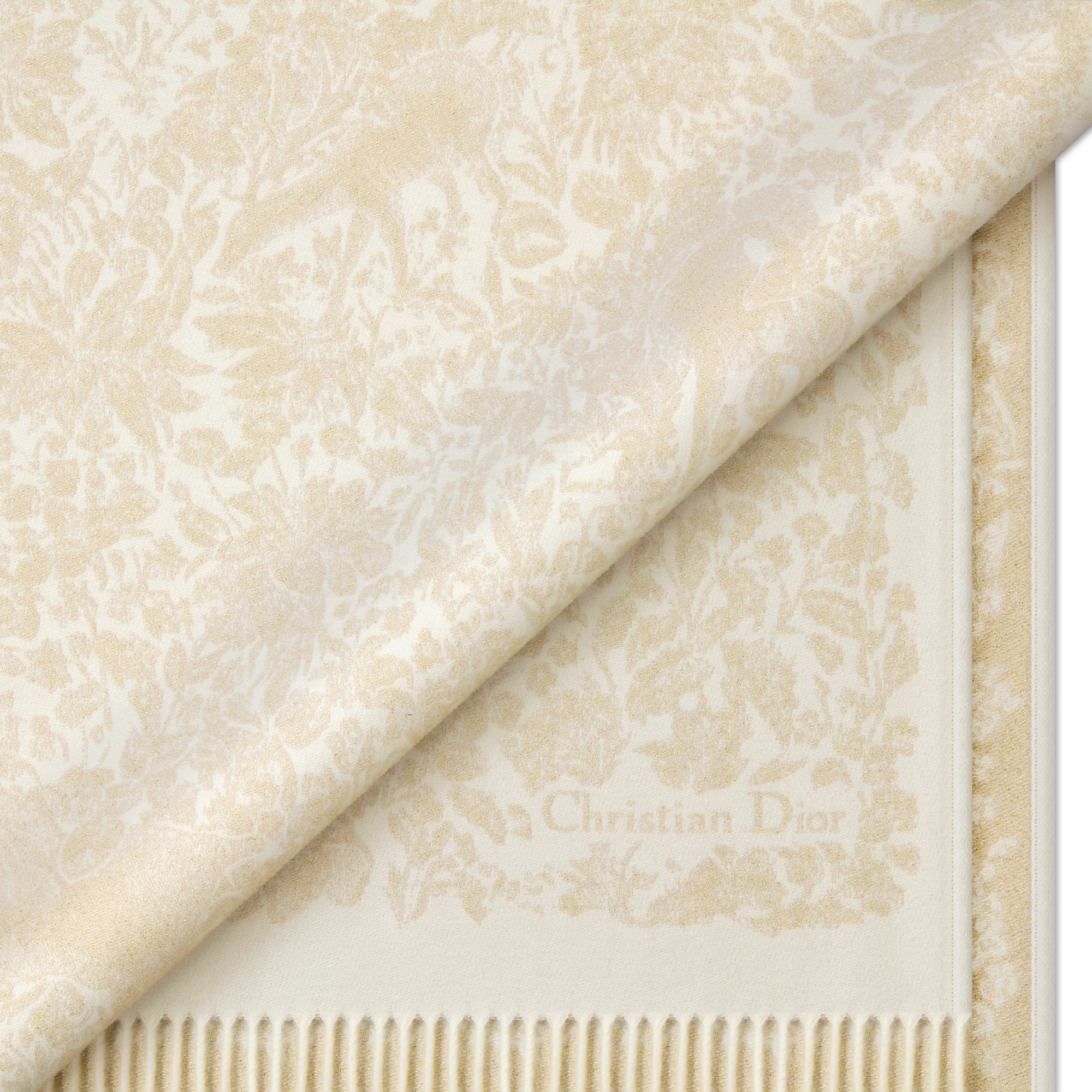 Dior Around the World Poncho Ivory Cashmere Blend and Gold-Tone ...