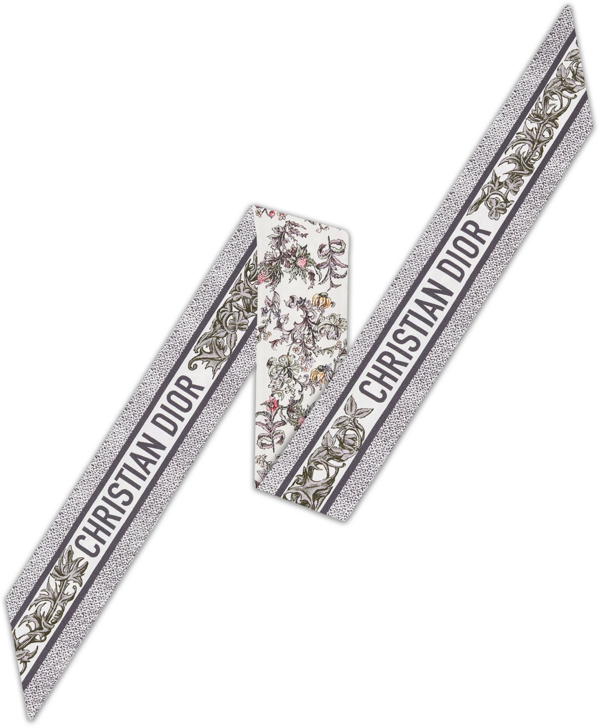 Millefiori Mitzah Scarf White and Gray Multicolor Silk Twill | DIOR