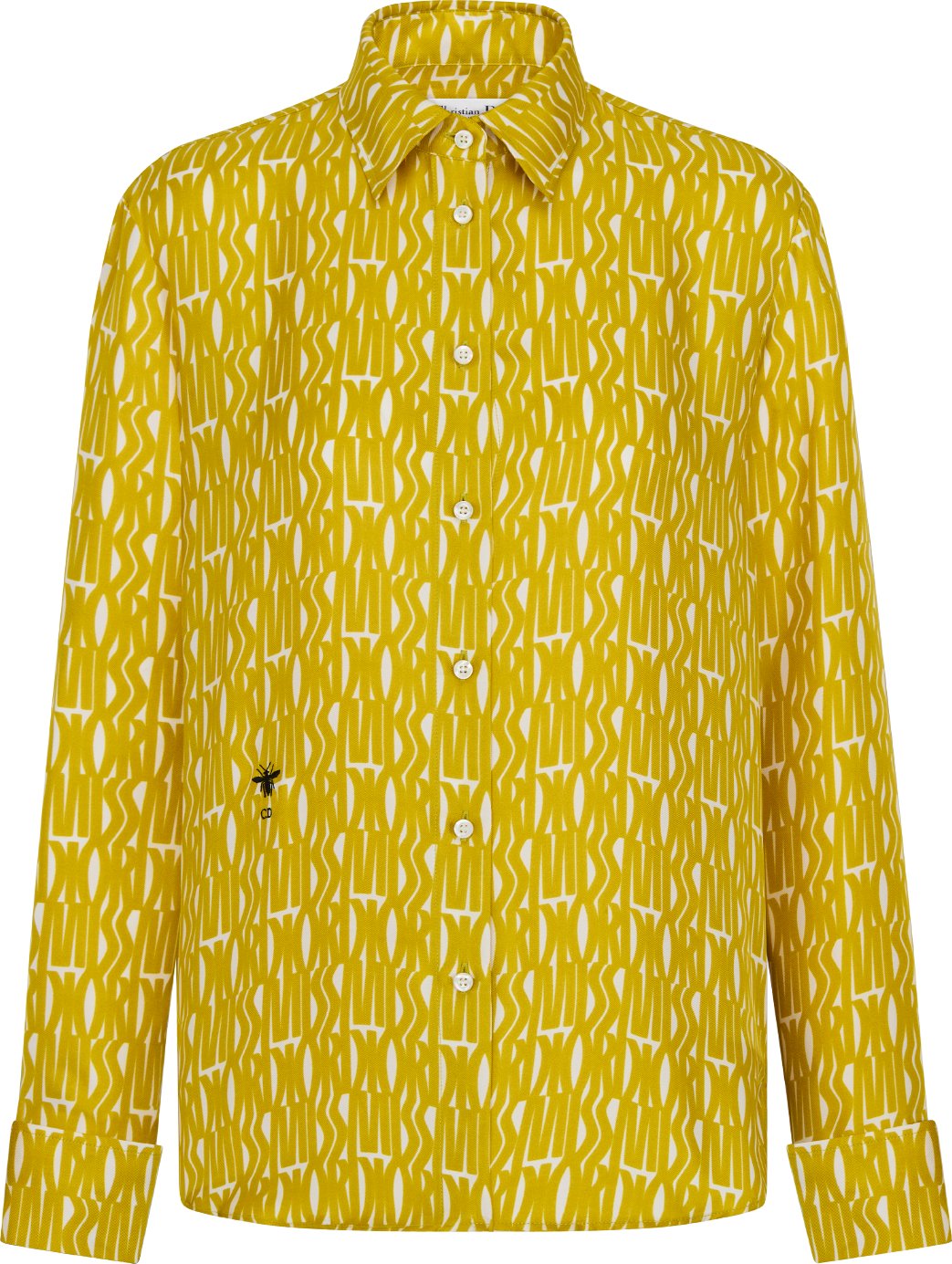 Miss Dior Blouse White Silk Twill with Yellow Miss Dior Allover Motif ...