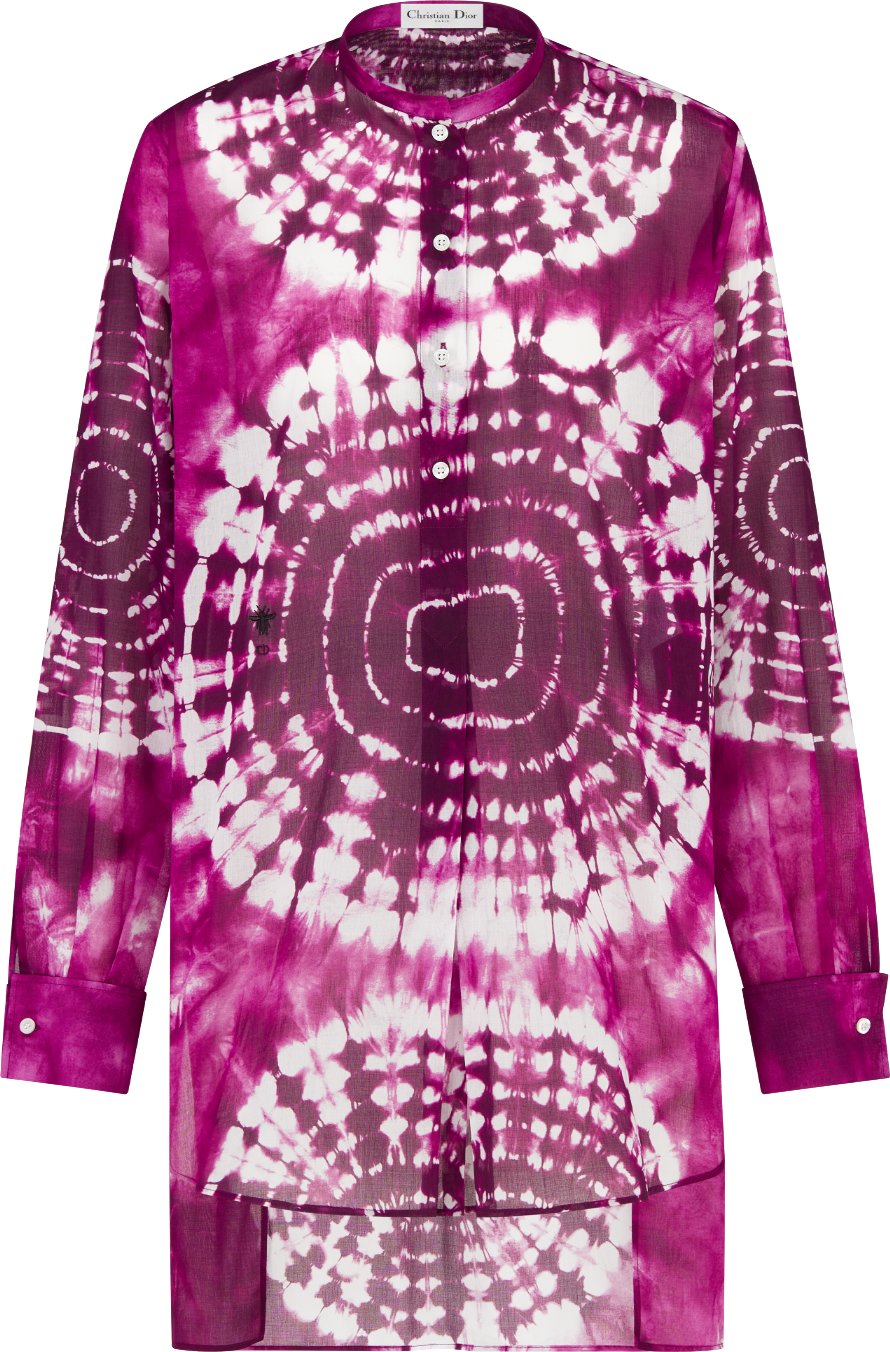 Miss Dior Blouse Purple Cotton Muslin with Tie & Dior Motif | DIOR