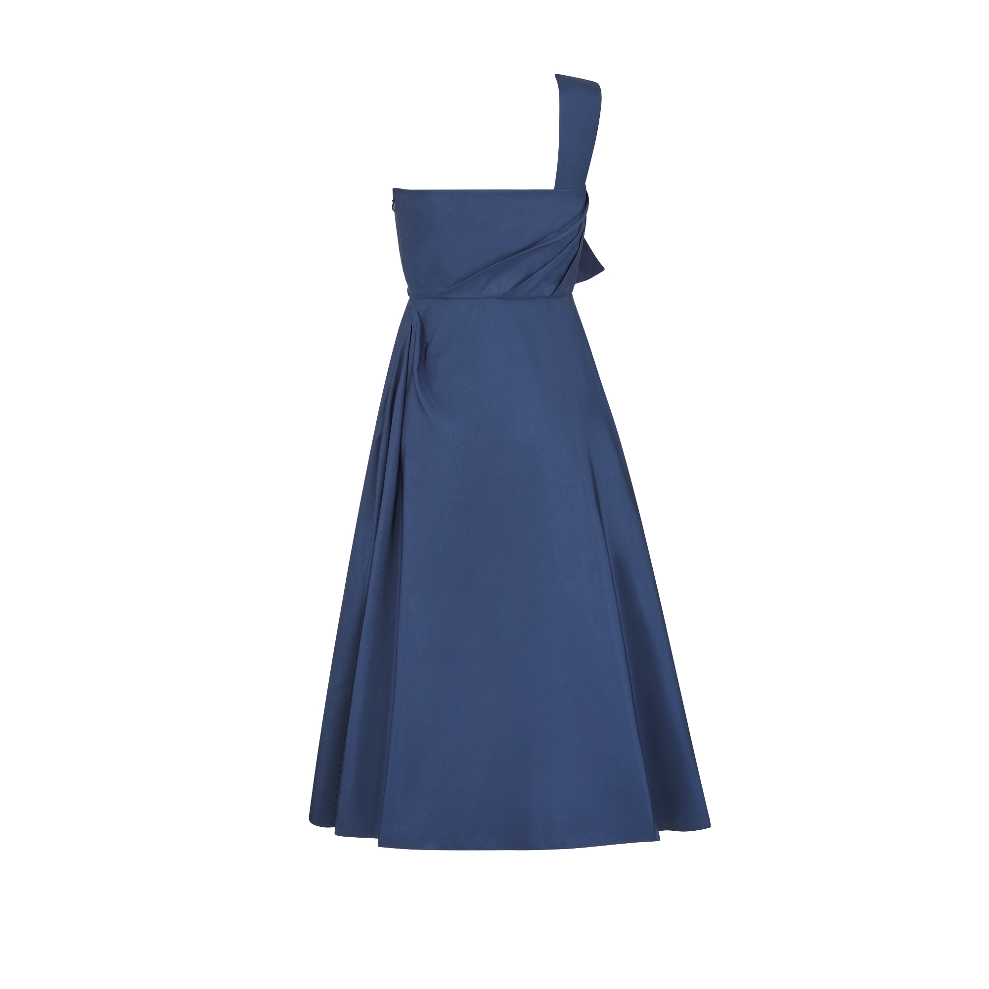 Mid-Length Asymmetric Dress Blue Silk and Cotton Faille | DIOR