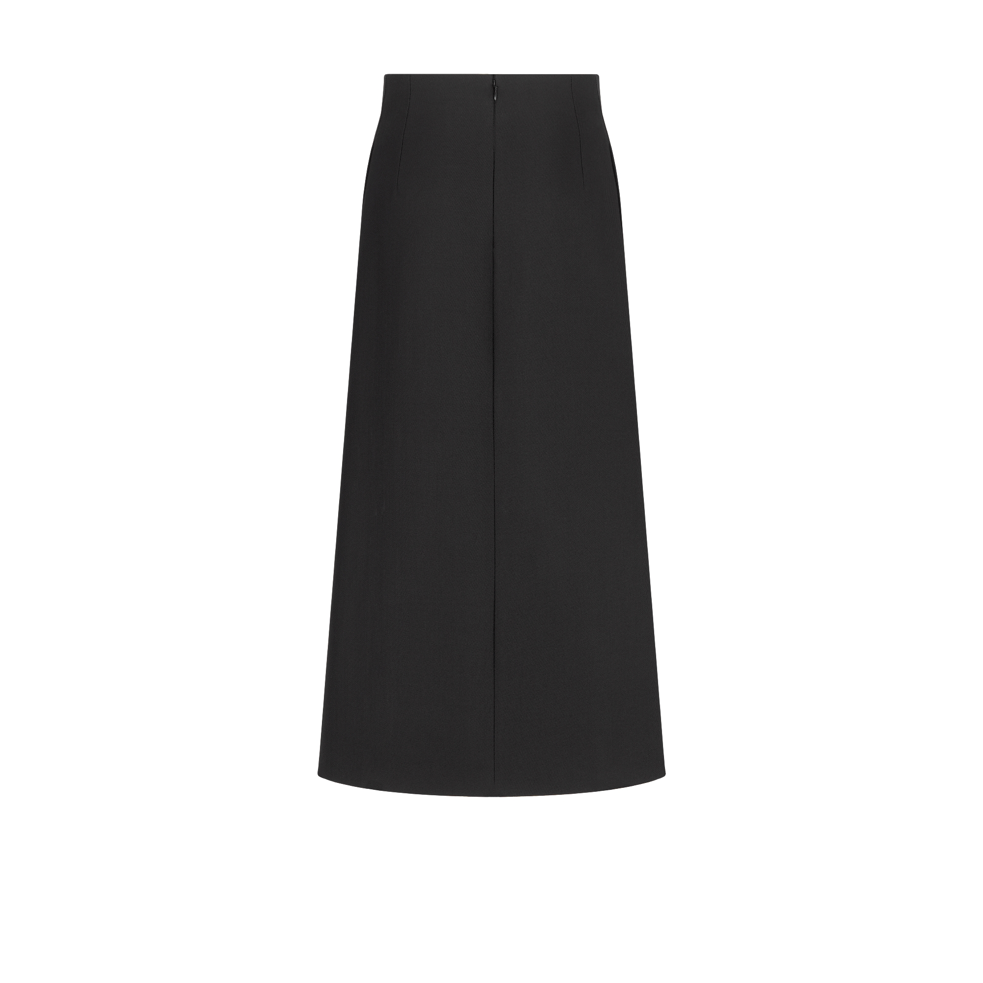 Mid-Length Skirt Black Virgin Wool and Silk Grain de Poudre | DIOR