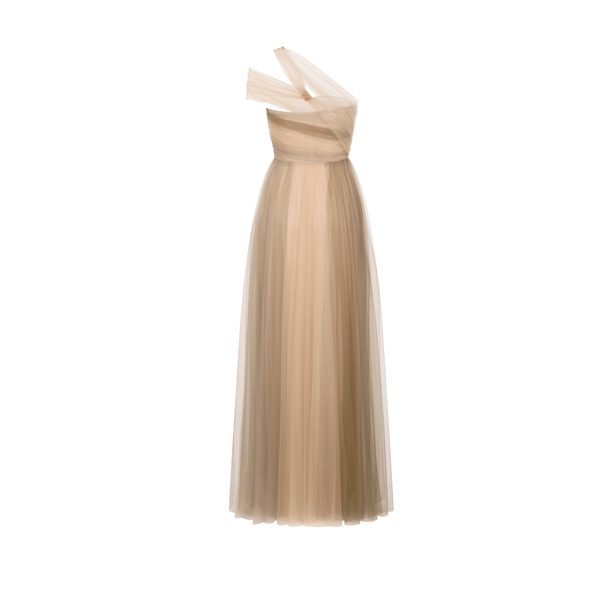 Robe longue asymétrique Tulle beige | DIOR