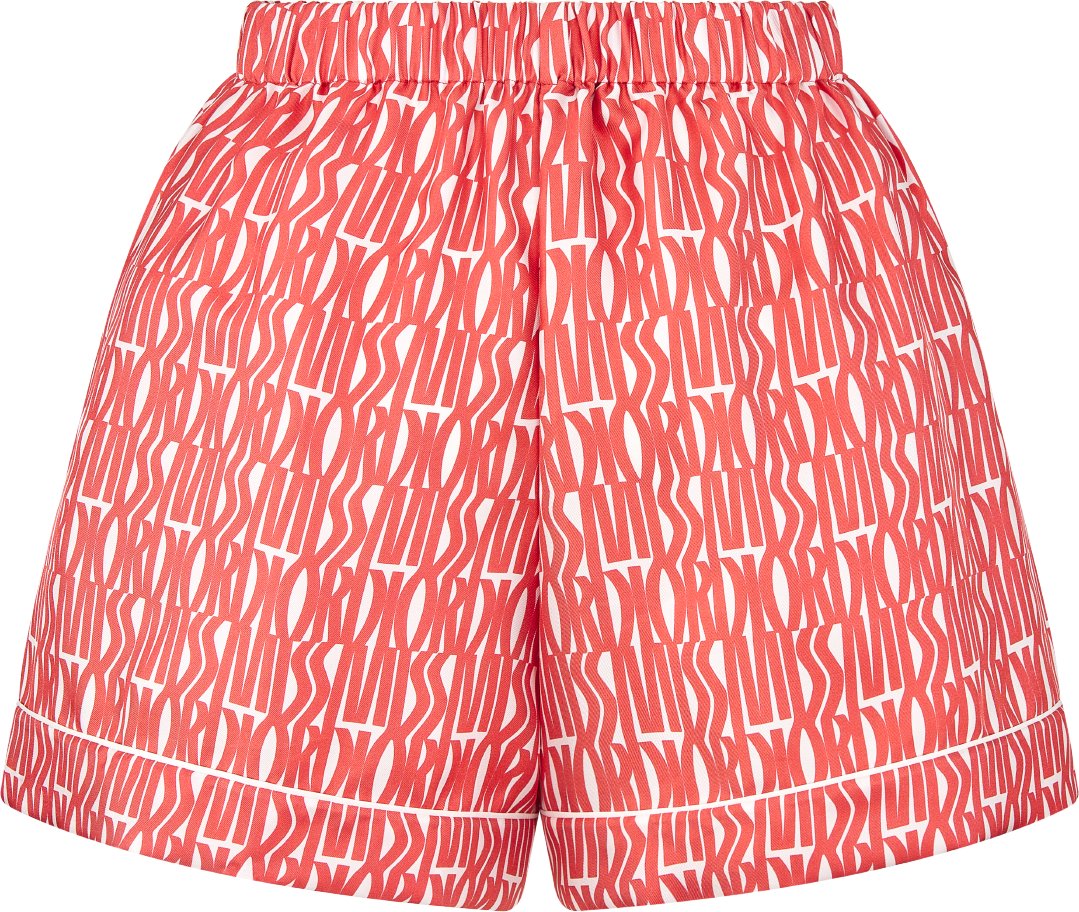 Miss Dior Shorts White Silk Twill with Coral Miss Dior Allover Motif | DIOR