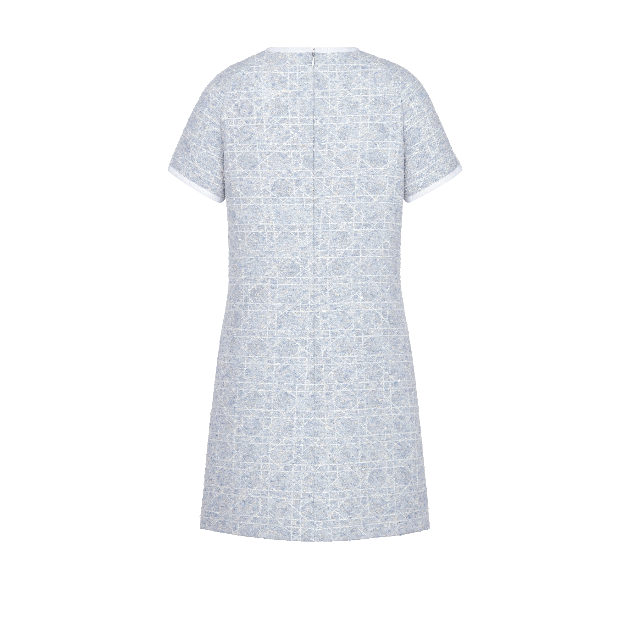 Short Macrocannage Dress Sky Blue Cotton-Blend Tweed | DIOR