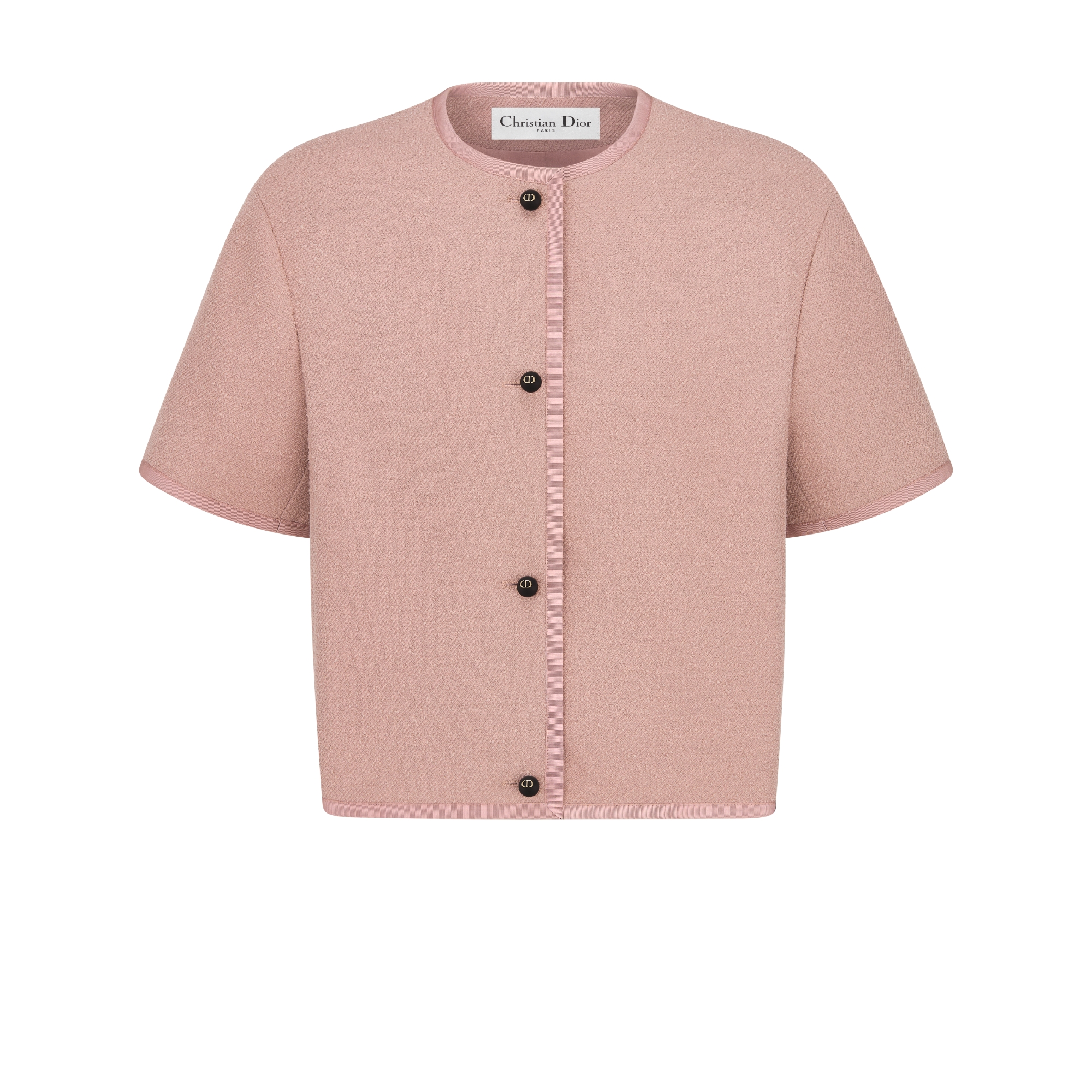 Cropped Jacket Peach Blossom Pink Virgin Wool- and Cotton-Blend Bouclé ...