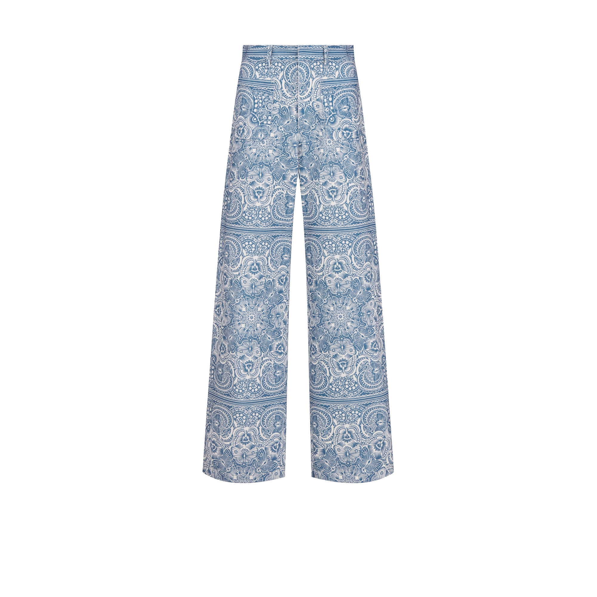 Flared Jeans Celestial Blue and White Cotton Denim with D-Butterfly ...