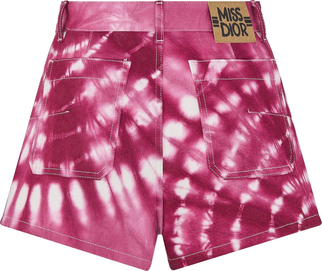 Miss Dior Shorts Purple Cotton Denim with Tie & Dior Motif | DIOR