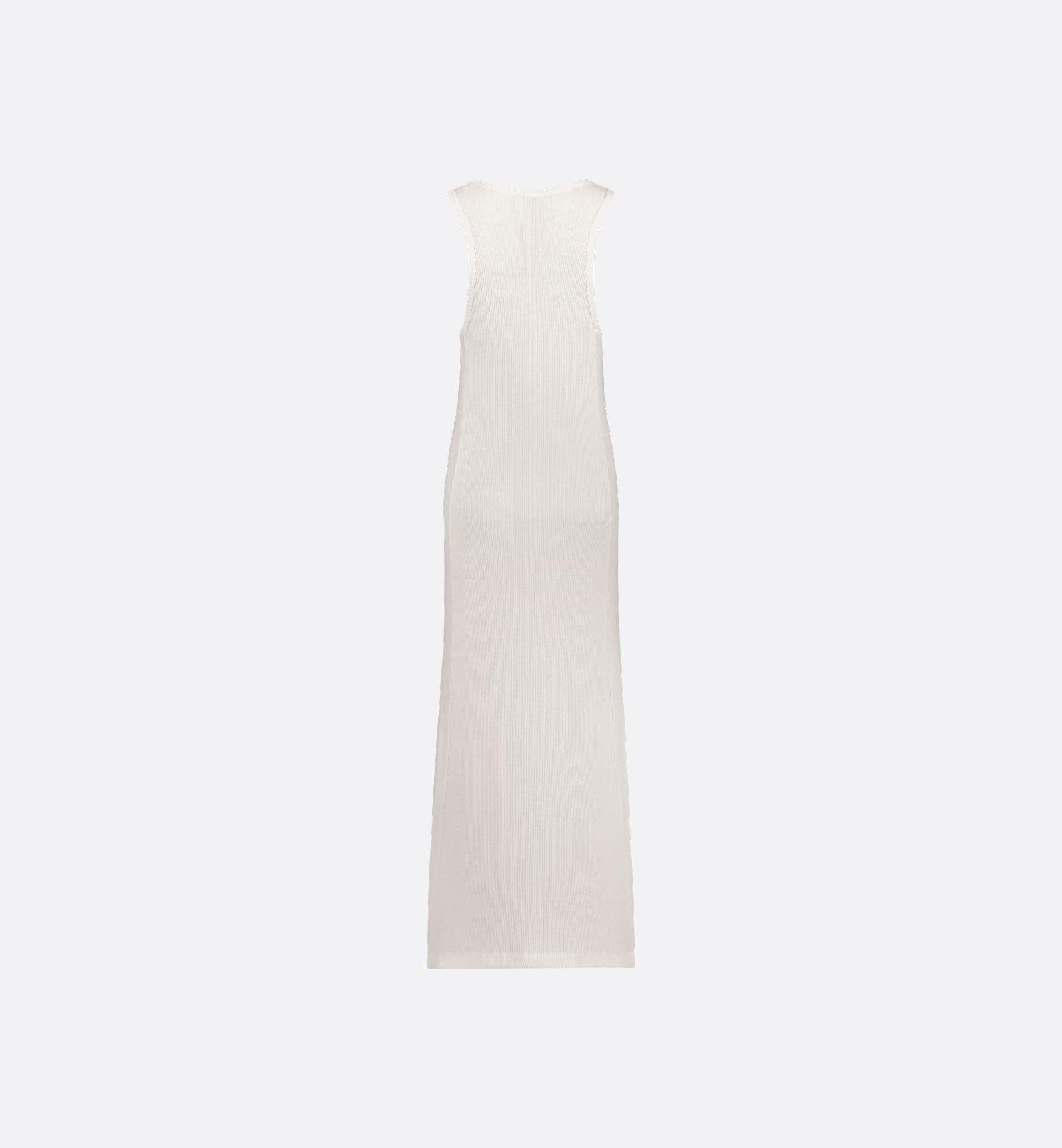 Mid-Length Straight Dress Ecru Ribbed Cotton Jersey | DIOR Mid-Length Straight Dress Ecru Ribbed Cotton Jersey | DIOR