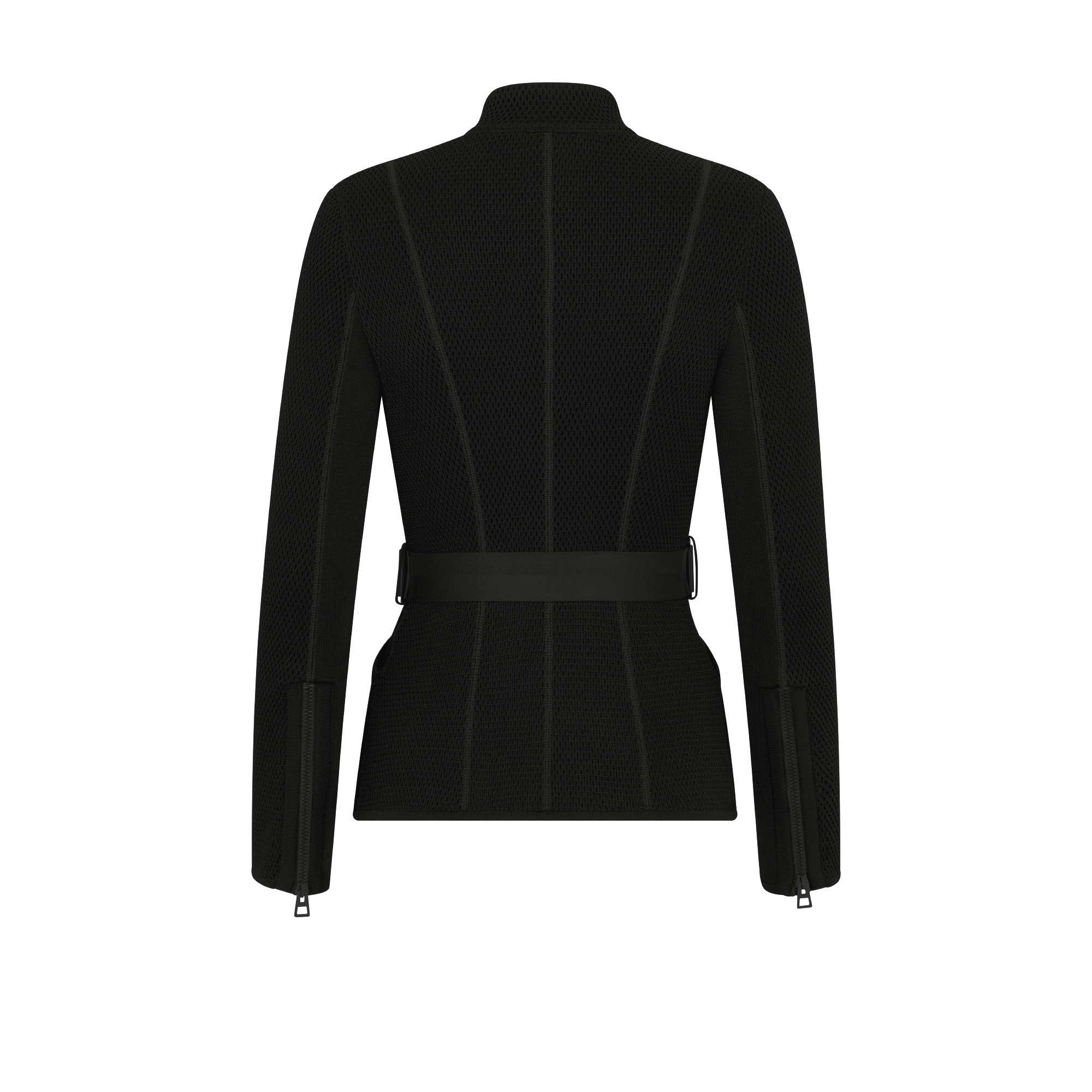 Fitted Belted Jacket Black Cotton-Blend Knit | DIOR