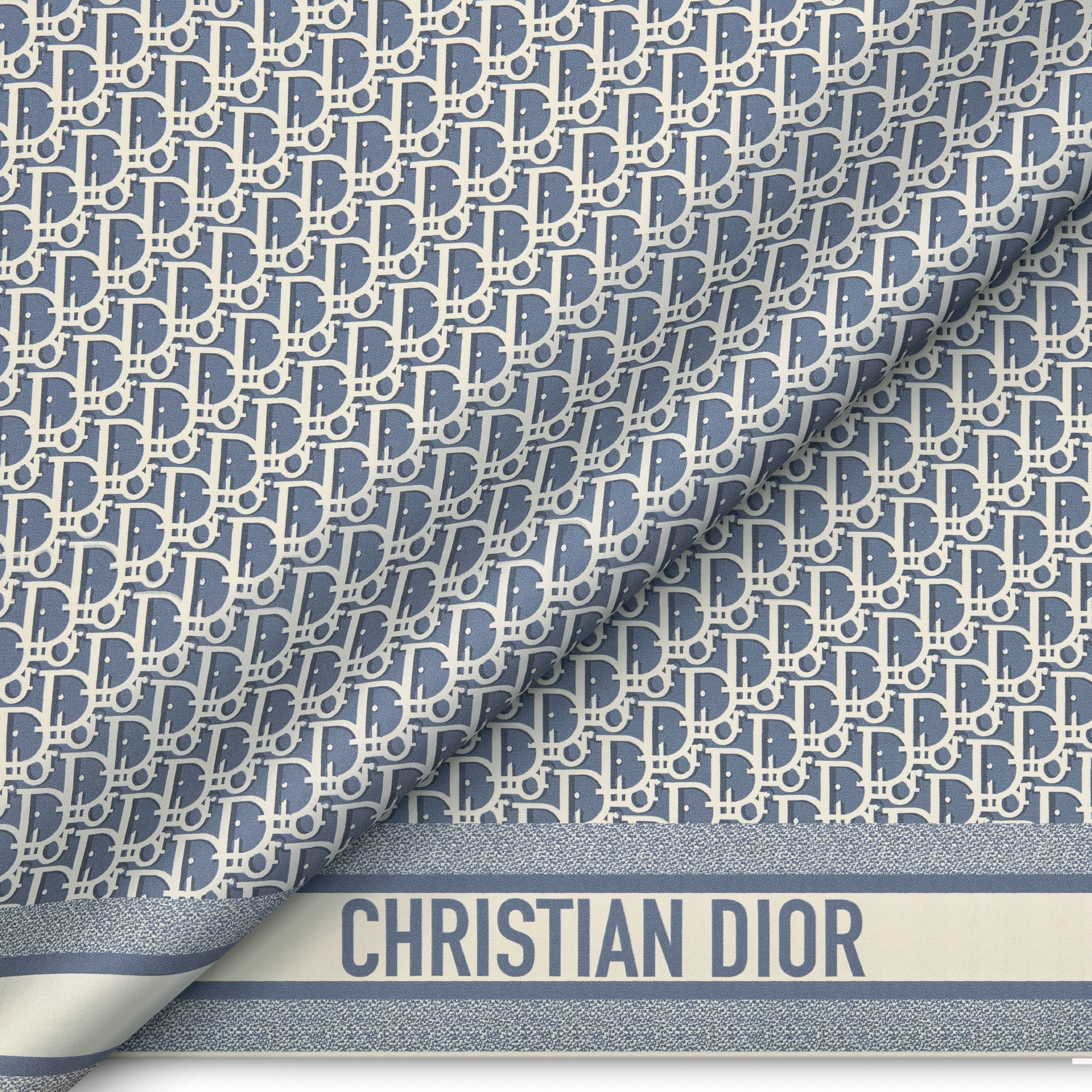 Dior Oblique 90 Square Scarf Blue Silk Twill | DIOR