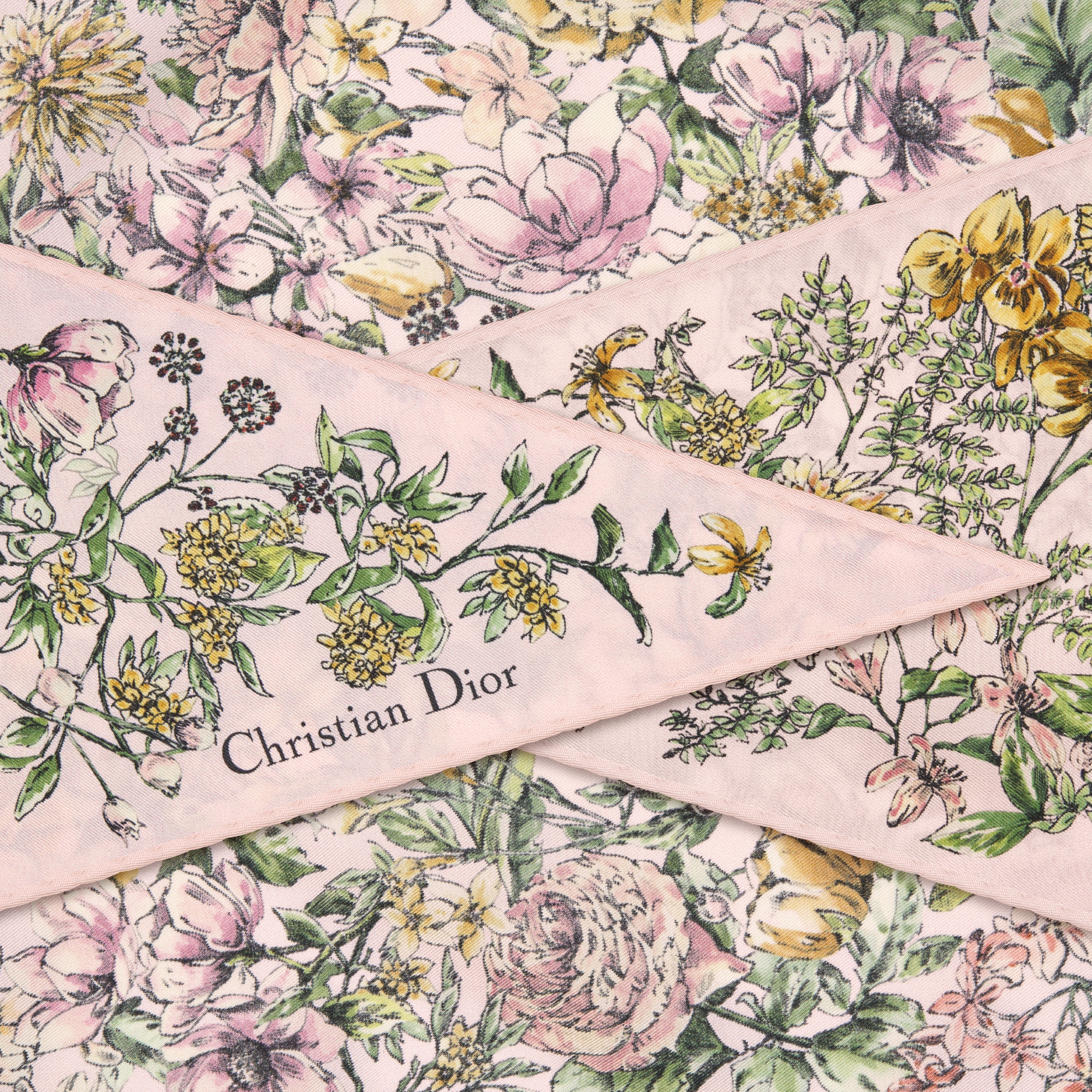 D-Floral Dior Diamond Pale Pink Multicolor Silk Twill | DIOR