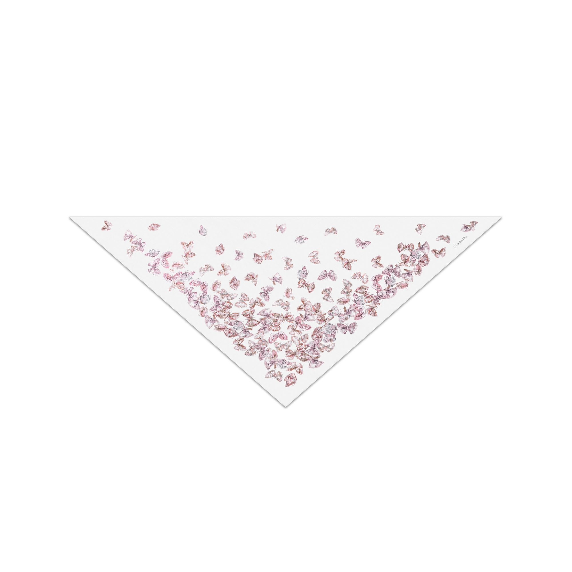 Pañuelo triangular Dior Camo Papillon Jacquard de seda blanco y rosa ...