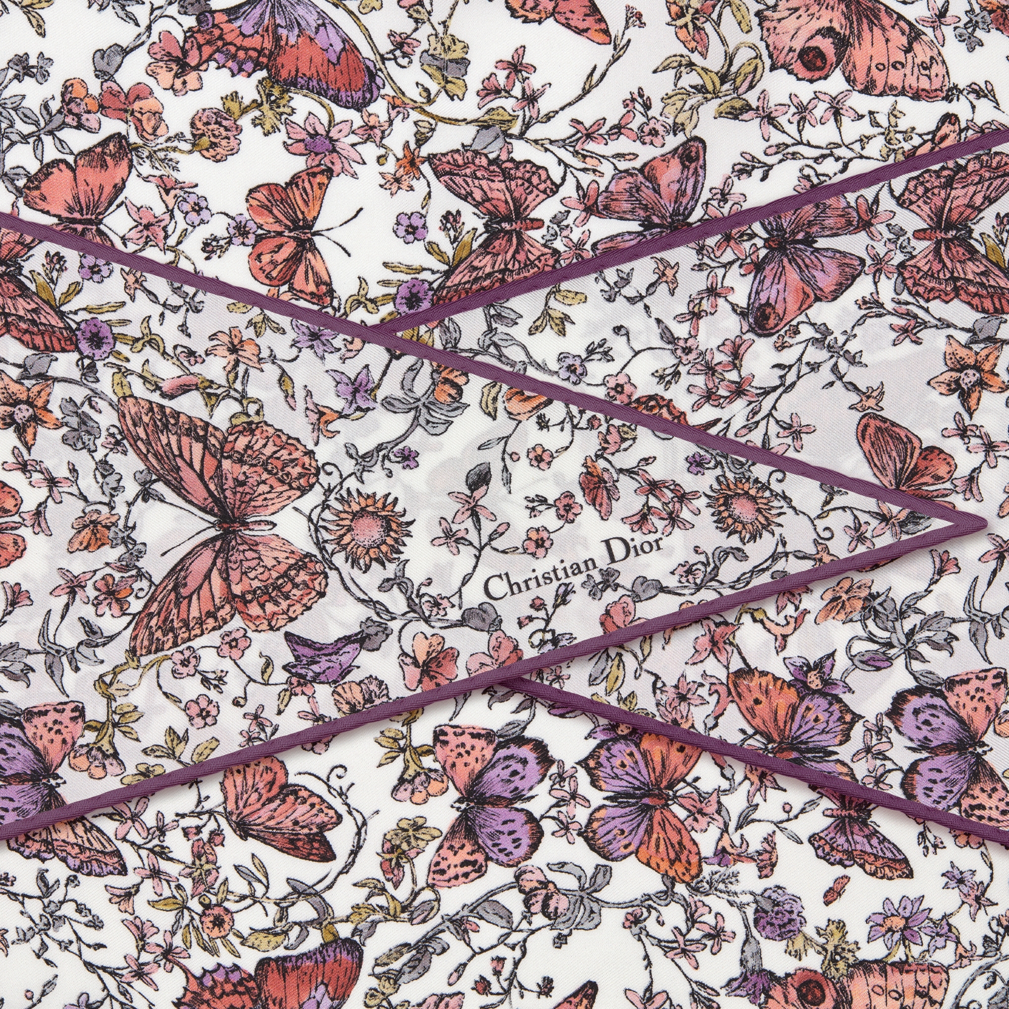 Toile de Jouy Papillon Dior Diamond White Multicolor Silk Twill | DIOR
