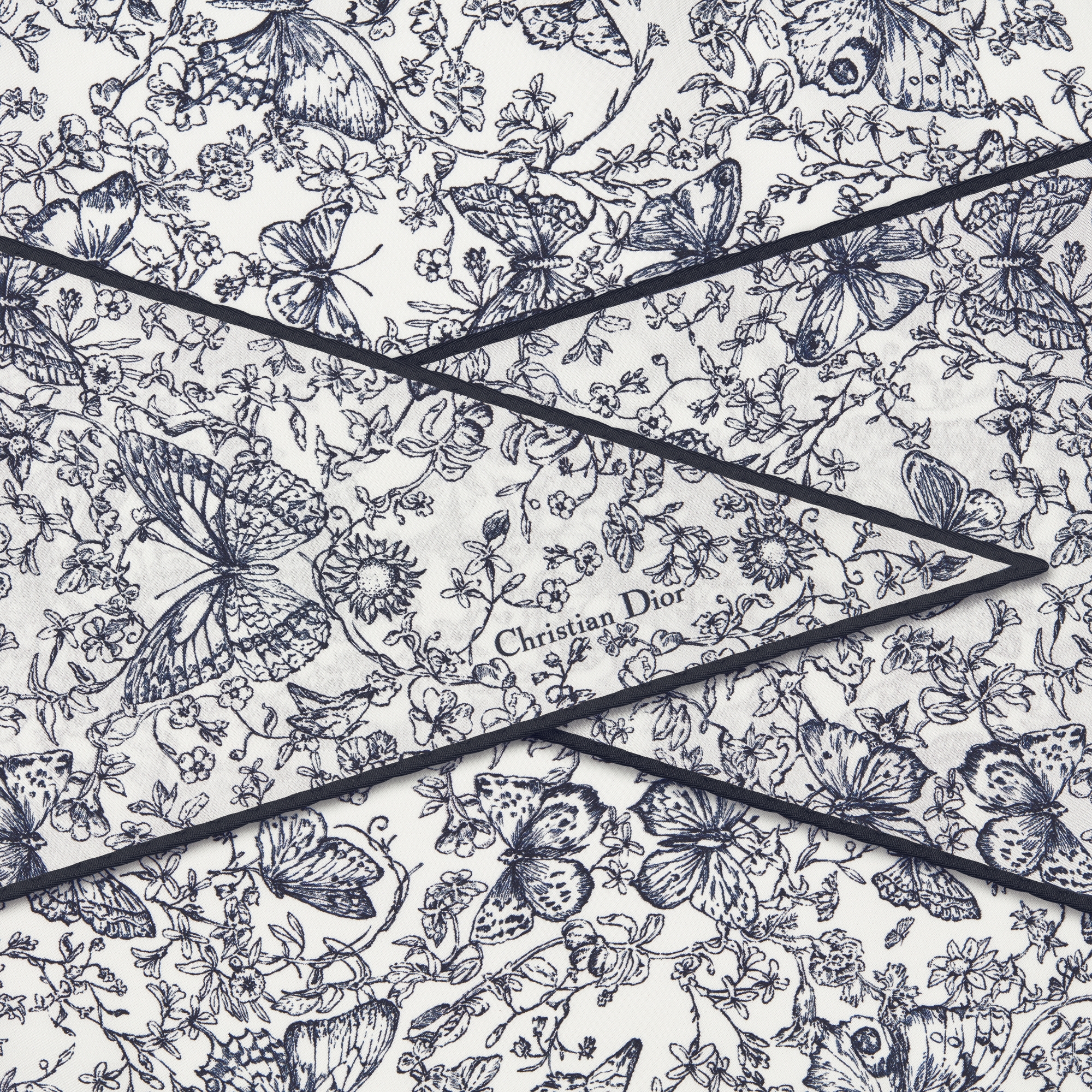 Toile de Jouy Papillon Dior Diamond White and Blue Silk Twill | DIOR