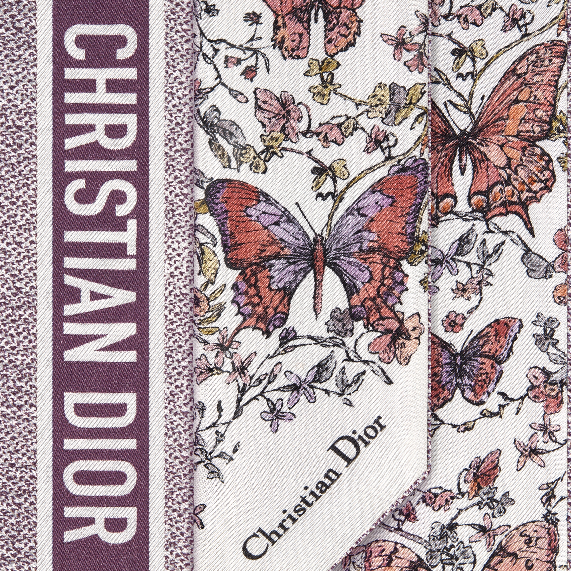 Toile de Jouy Papillon Mitzah Scarf White Multicolor Silk Twill | DIOR