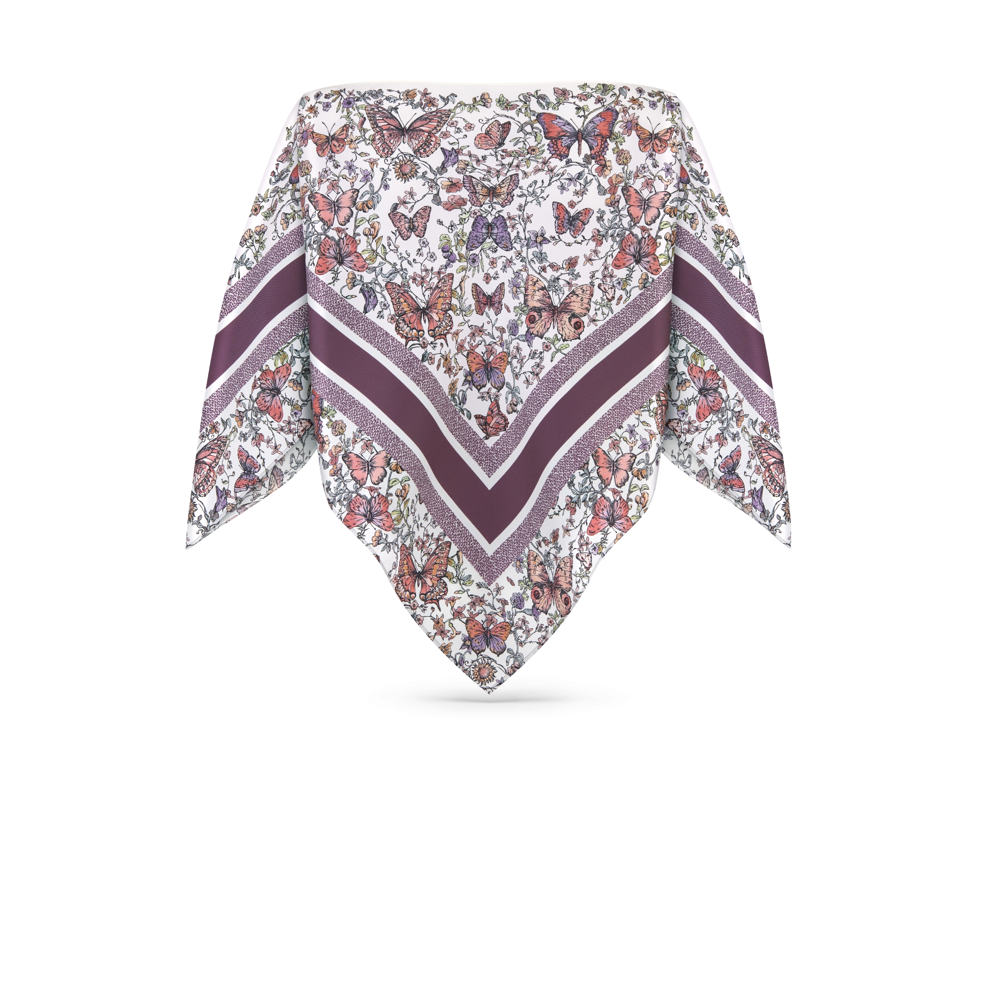 Toile de Jouy Papillon Dior Silk Top White Multicolor Silk Twill | DIOR