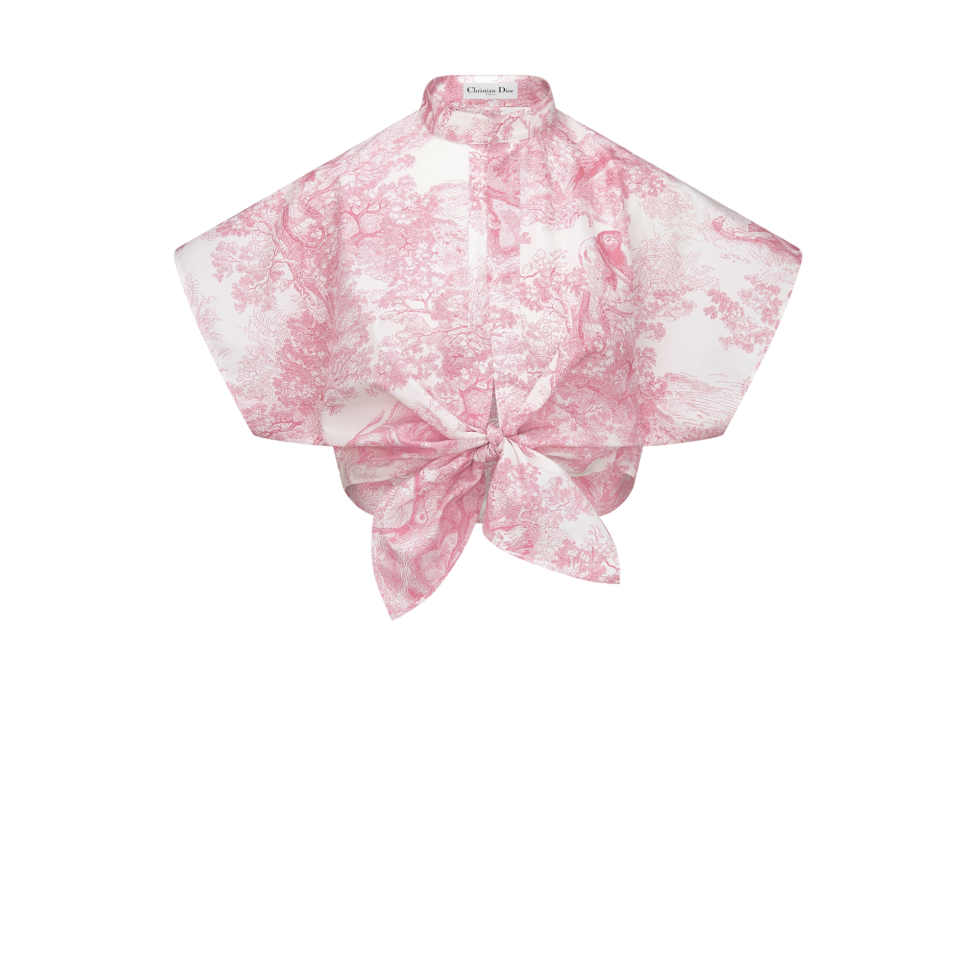 Dioriviera Tied Cropped Blouse White Cotton and Silk Poplin with Cherry ...