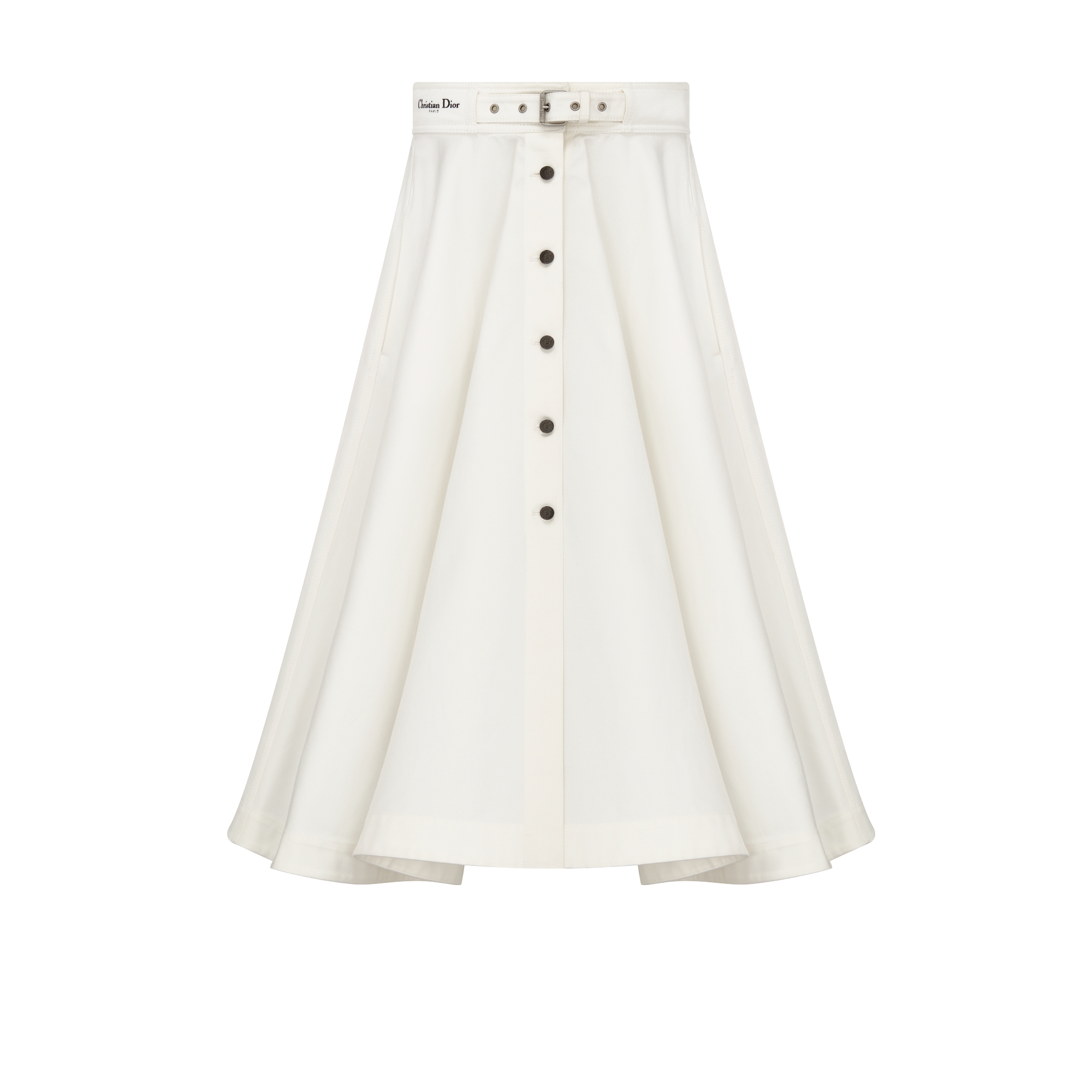 Dioriviera Mid-Length Belted Skirt Beige Cotton Gabardine | DIOR