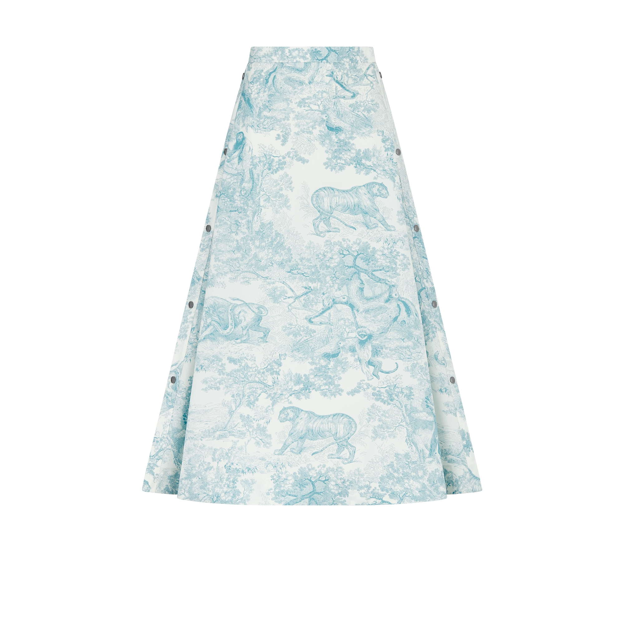 Gonna svasata midi Dioriviera Popeline di cotone e seta bianca e con ...