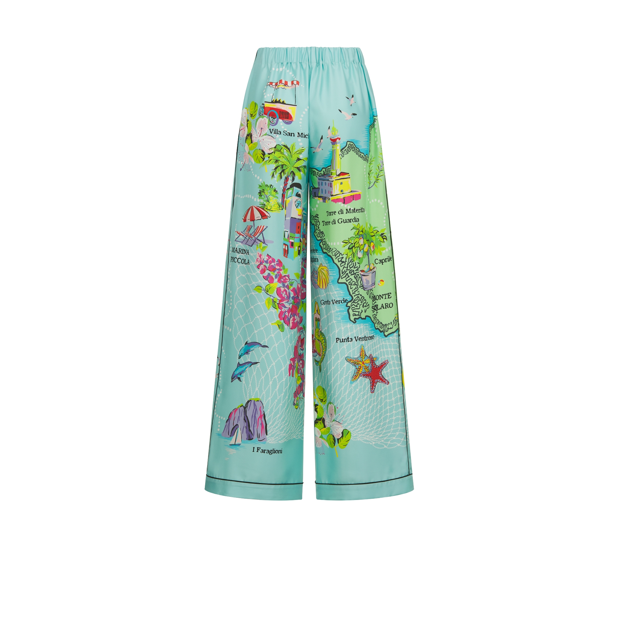 Dior Souvenir Pants Blue Multicolor Silk Twill | DIOR