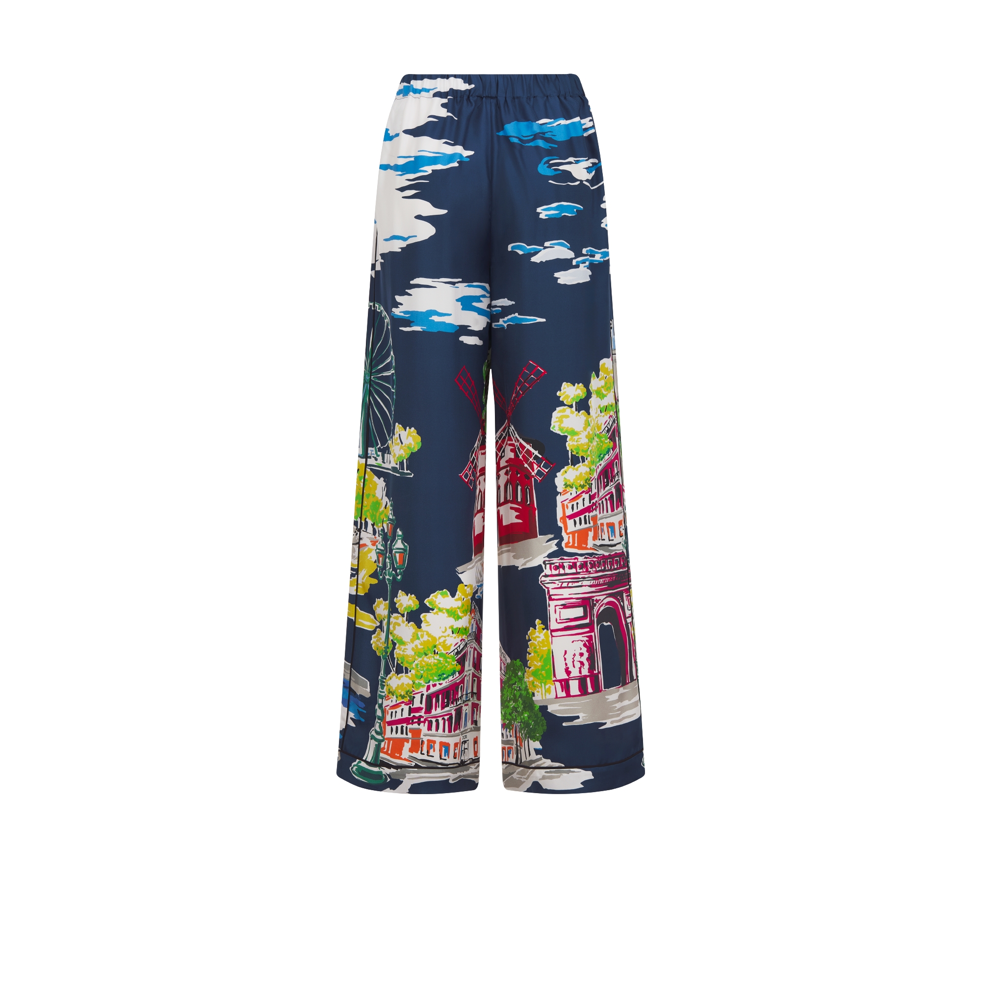 Pantalon Dior Souvenir Twill de soie bleue multicolore | DIOR