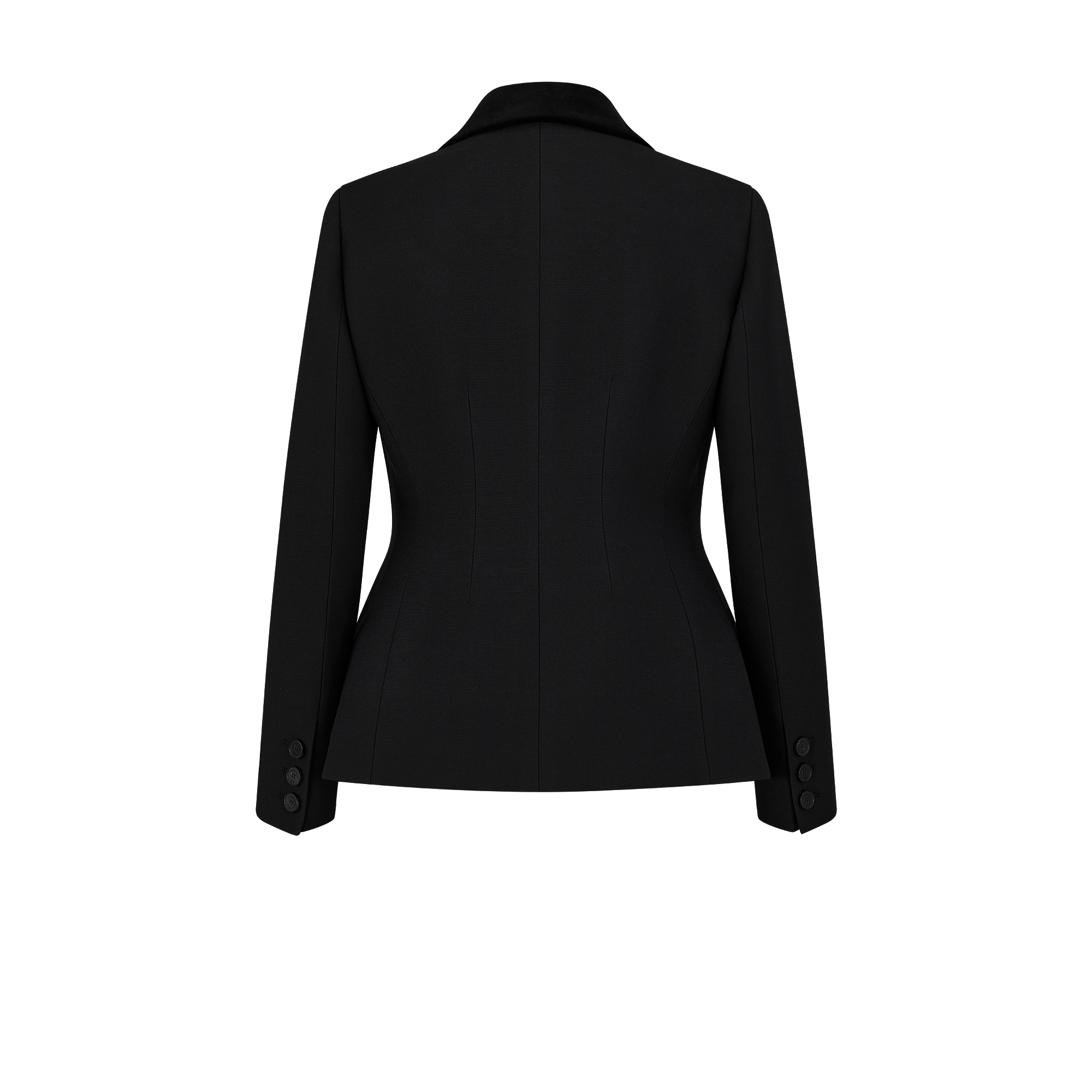 Embroidered Fitted Jacket Black Wool and Silk with Silk Velvet Finish ...