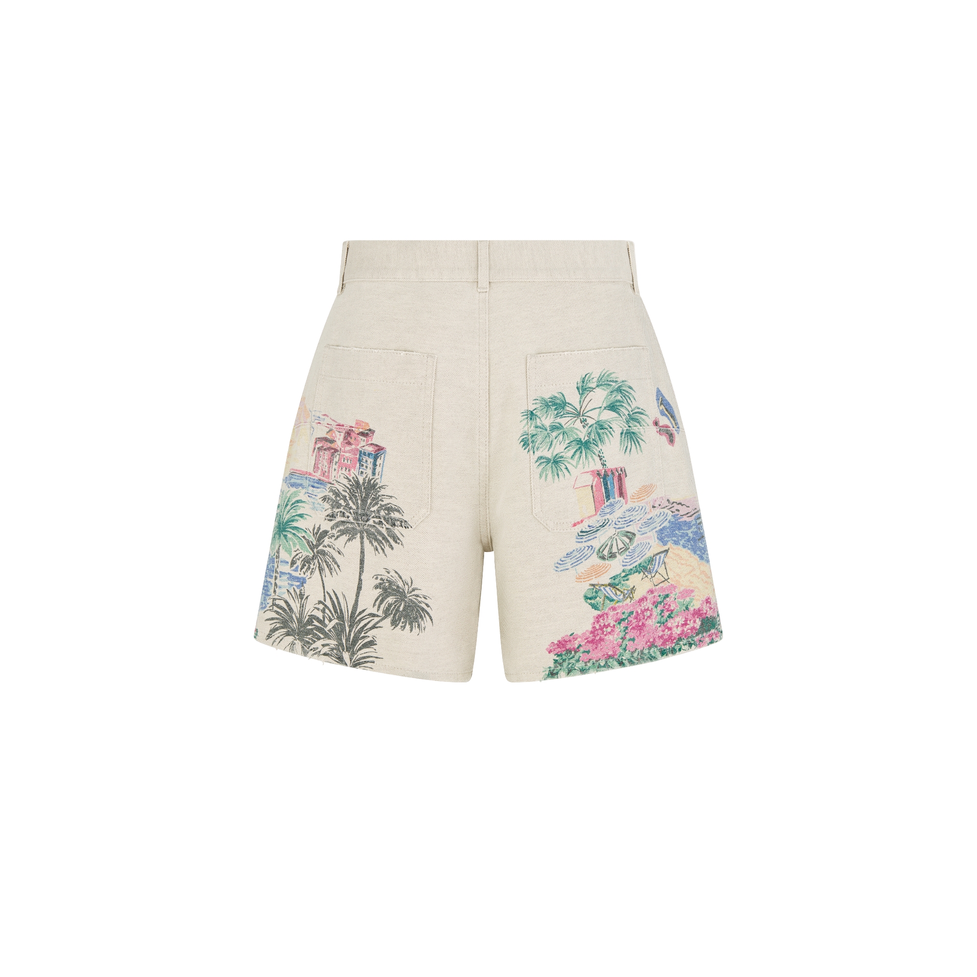 Short Dior Souvenir Denim de algodão e linho multicolorido em fundo ...