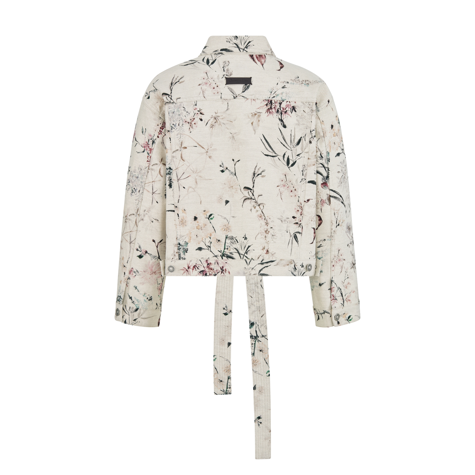 Short Belted Jacket Beige Cotton Denim with Multicolor Millefiori Motif ...