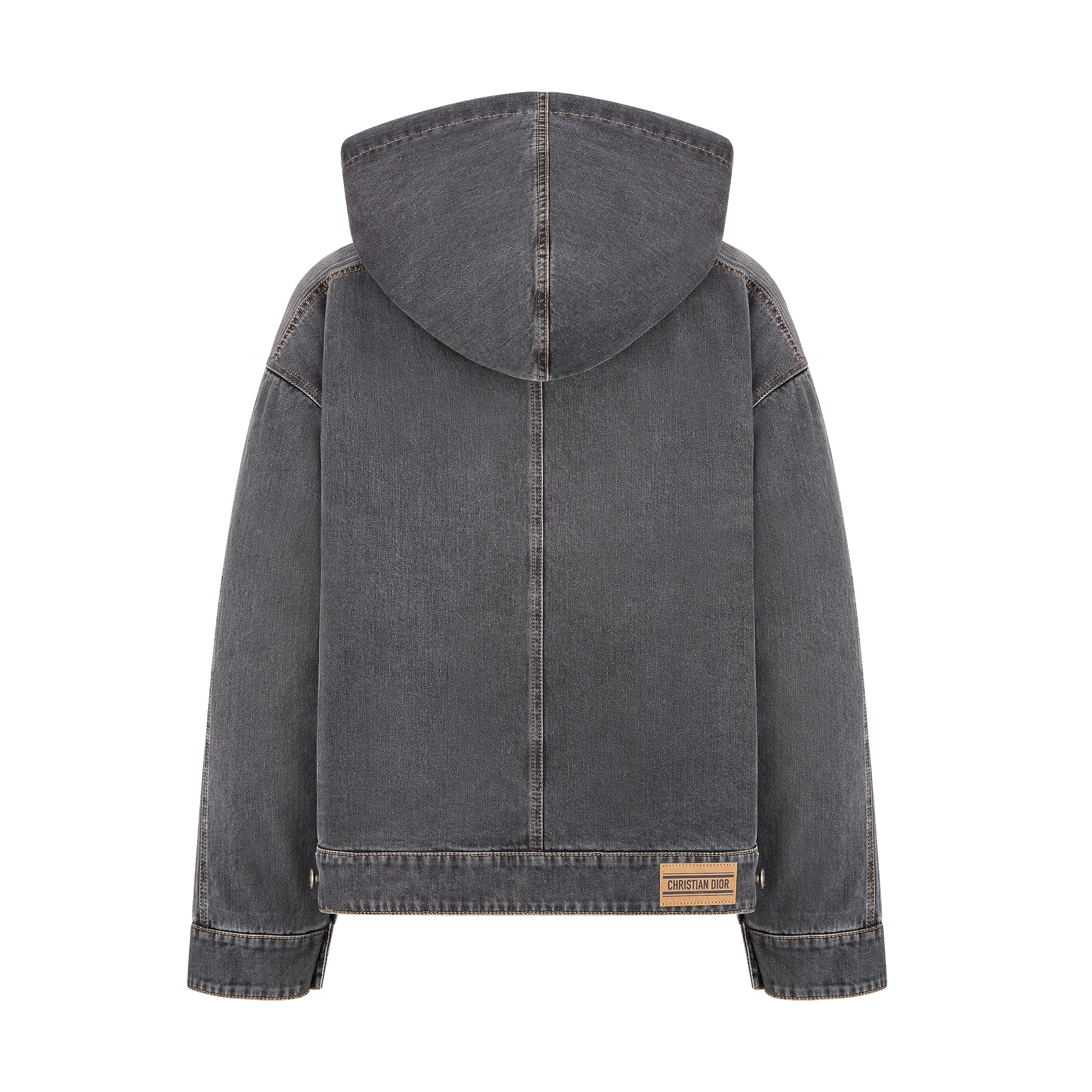 DiorAlps Oversized Hooded Jacket Gray Cotton Denim with Dior Graphique ...
