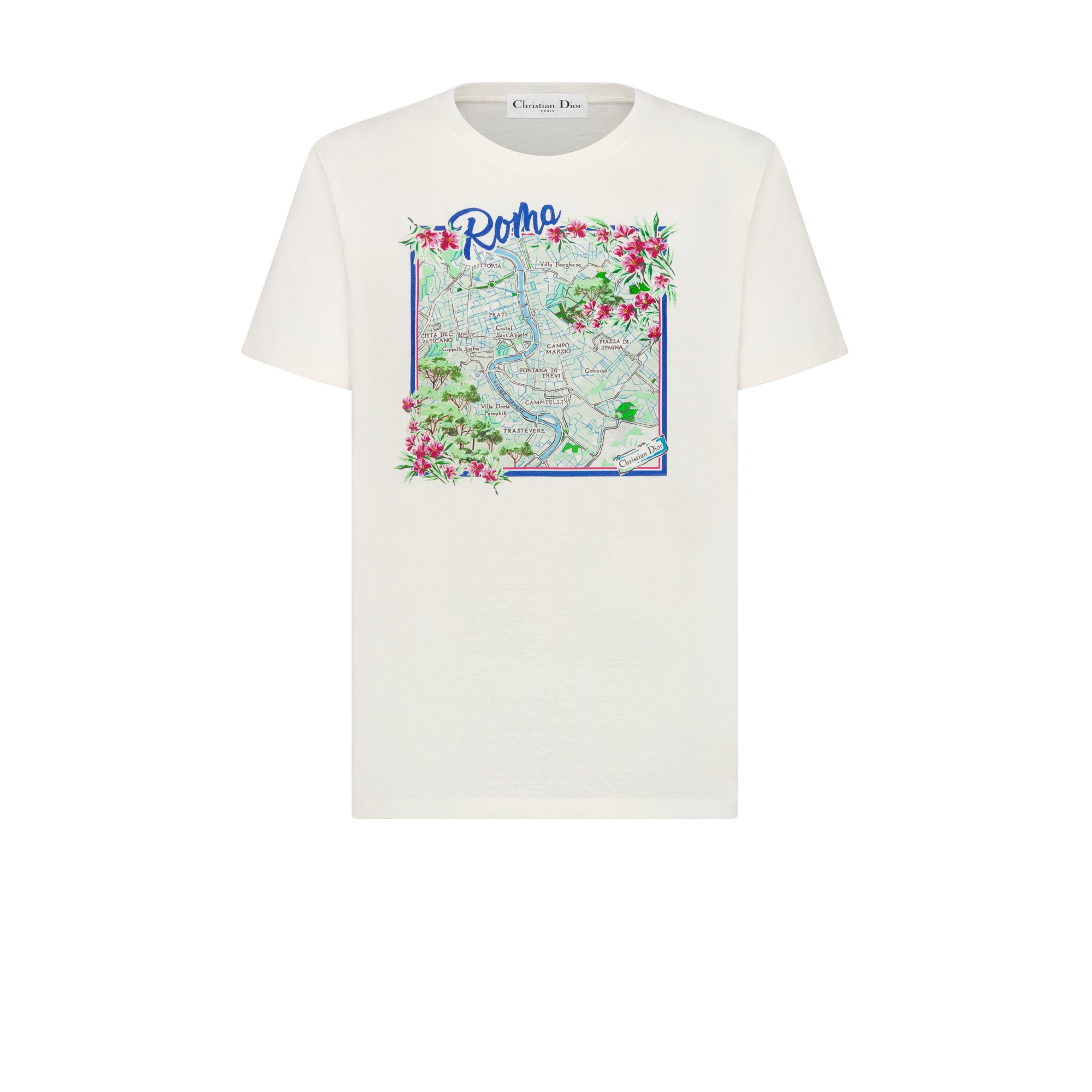 Dior Souvenir T-Shirt White Multicolor Cotton and Linen Jersey | DIOR