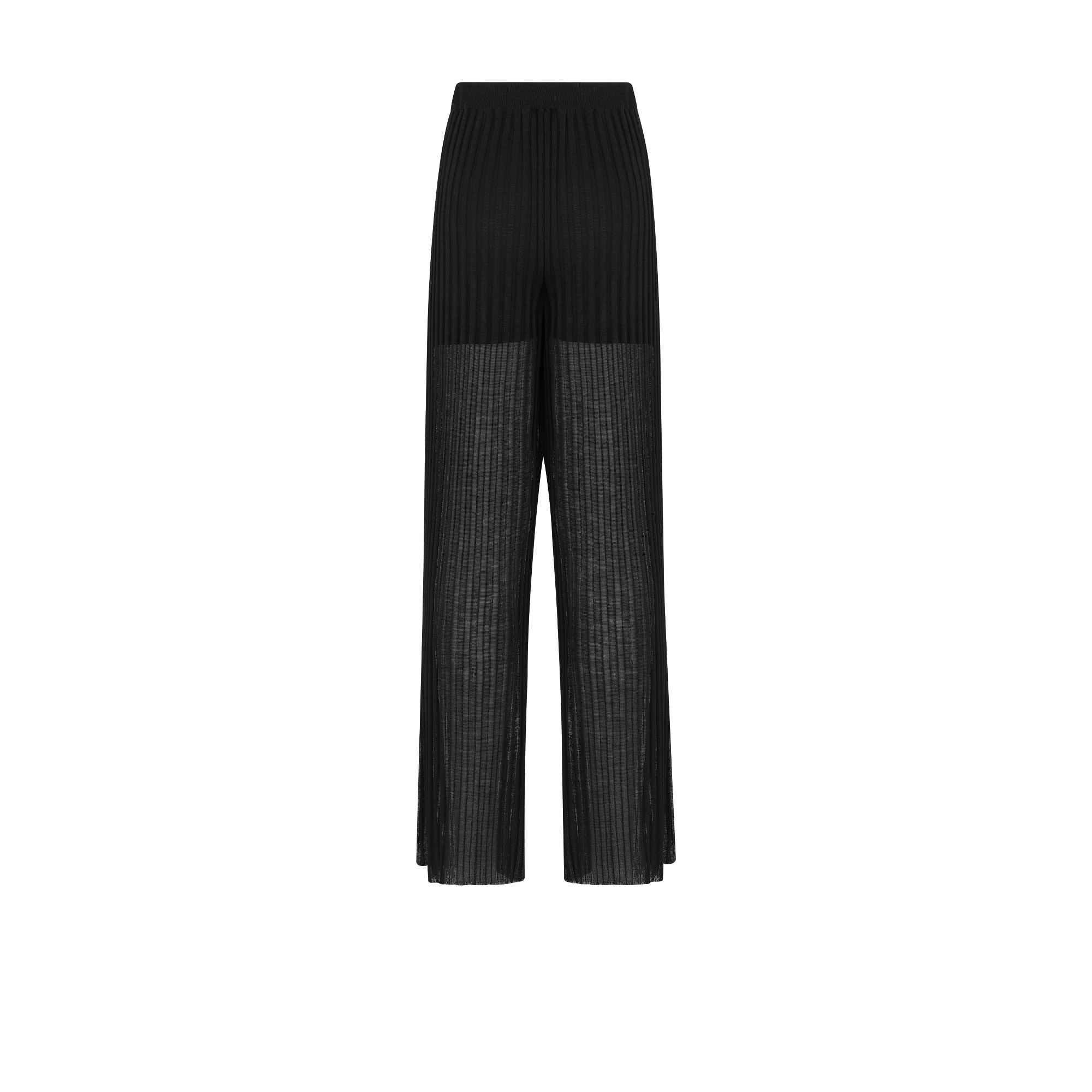 Wrap Pants Black Wool and Silk Ribbed Knit | DIOR