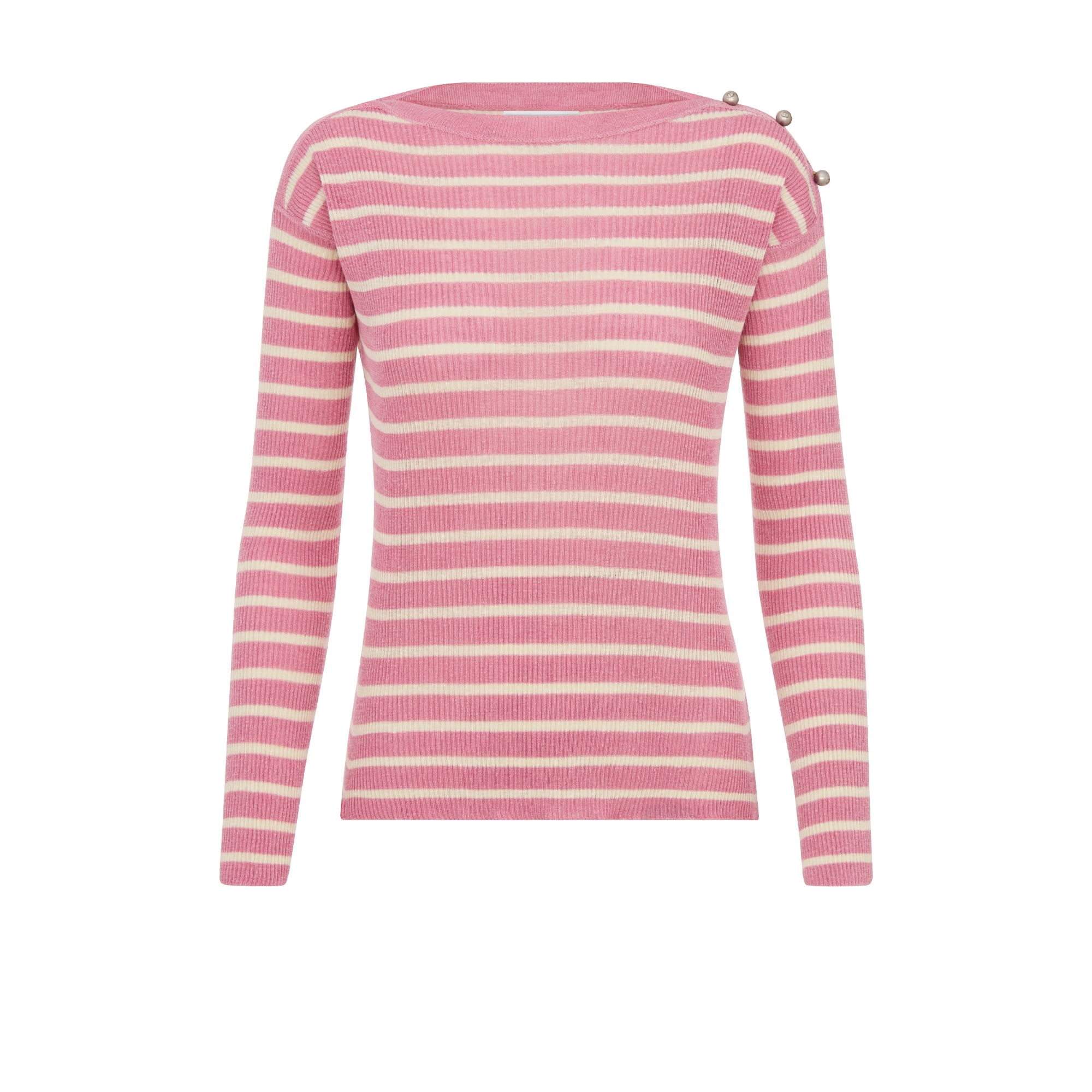 Dioriviera Short-Sleeved Sweater White and Cherry Blossom Pink D ...