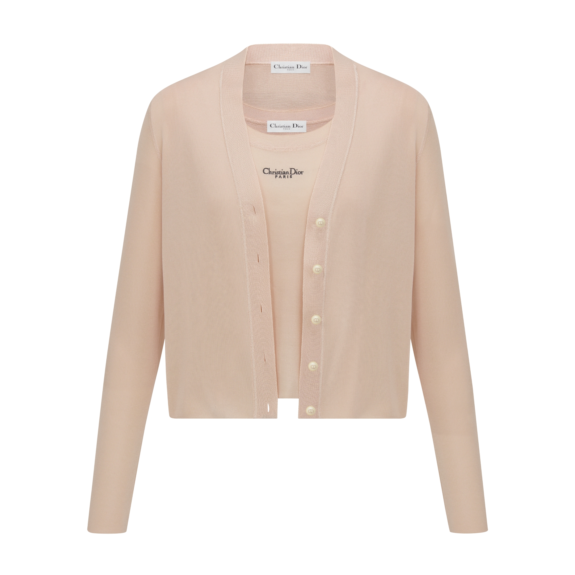 Twinset Beige Ribbed Silk Knit | DIOR