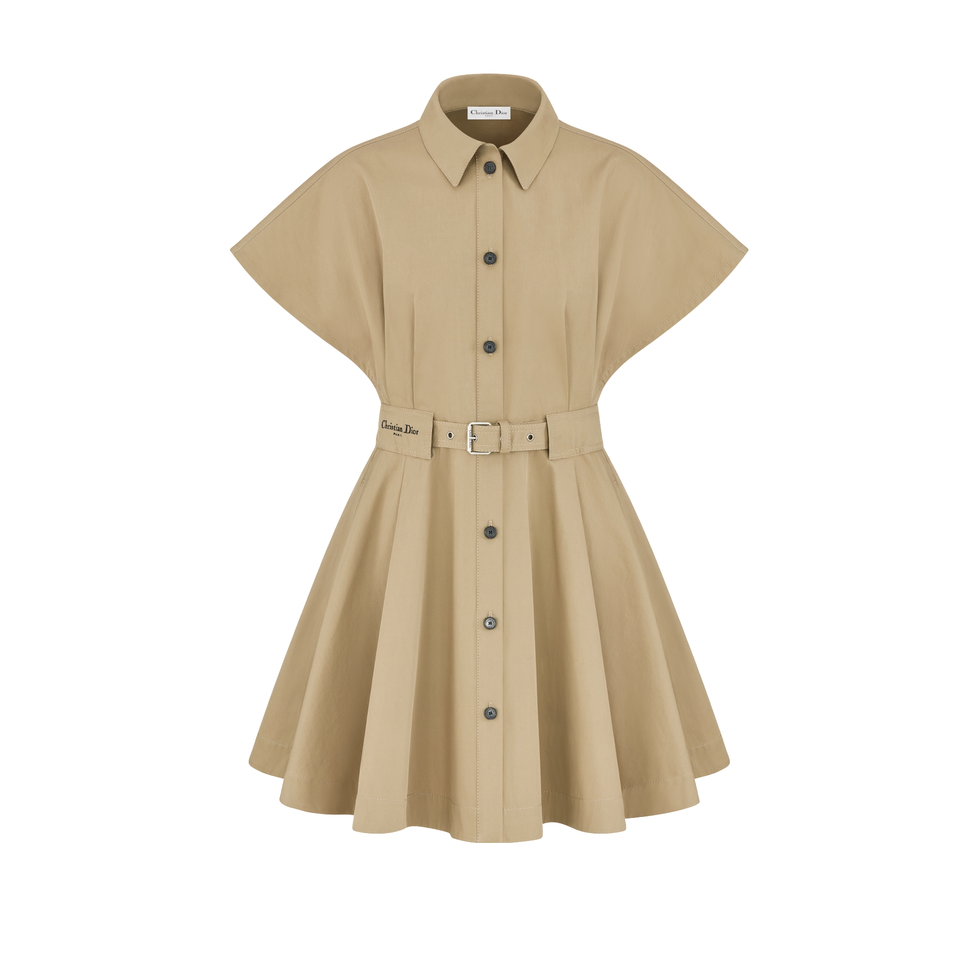 Dioriviera Short Belted Shirtdress Beige Cotton Gabardine | DIOR