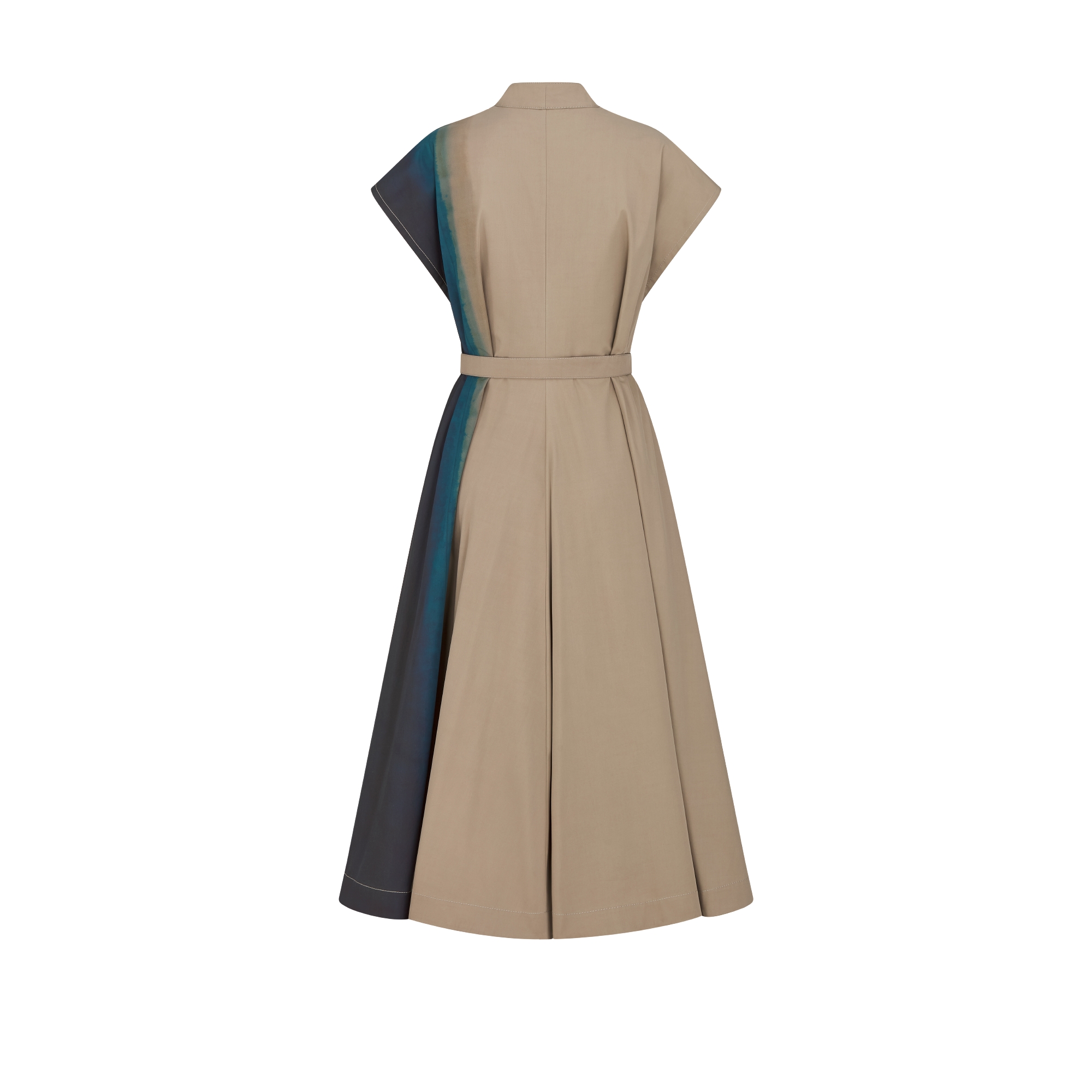 Mid-Length Belted Dress Beige Cotton Gabardine with Multicolor Dior ...