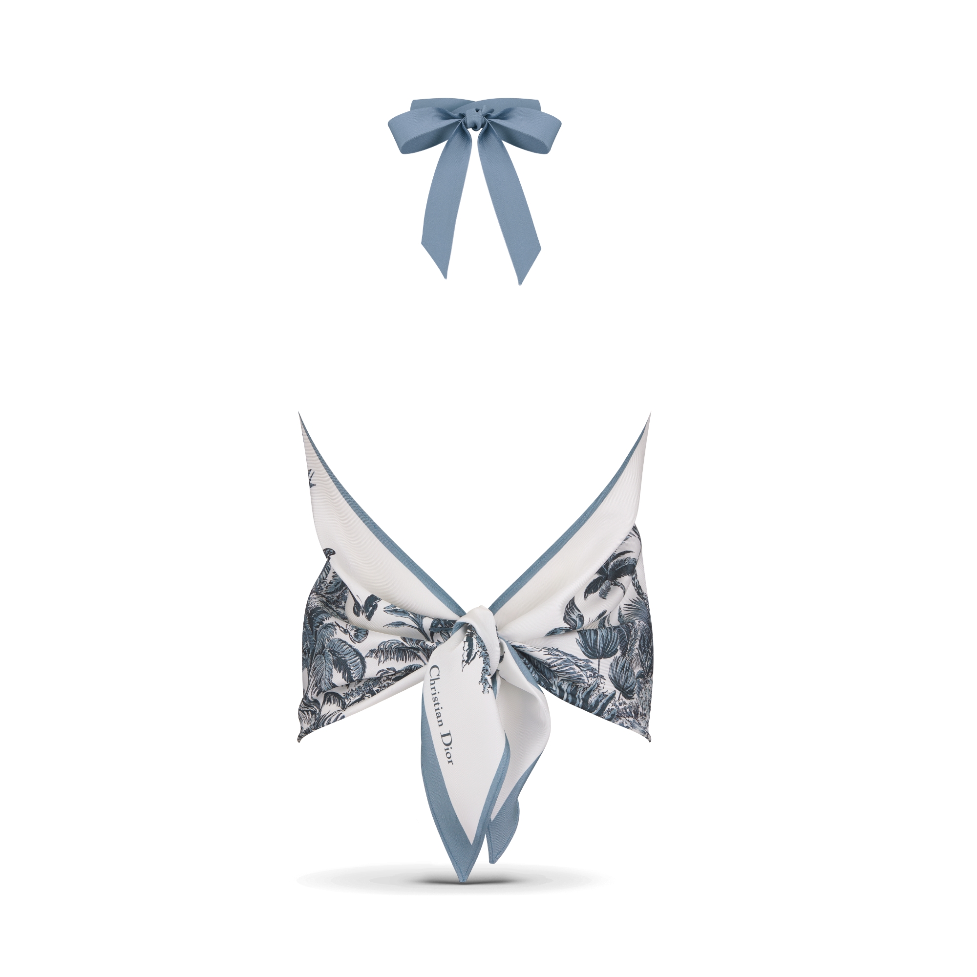 Dioriviera Toile de Jouy Palms Dior Silk Top White and Navy Blue Silk ...