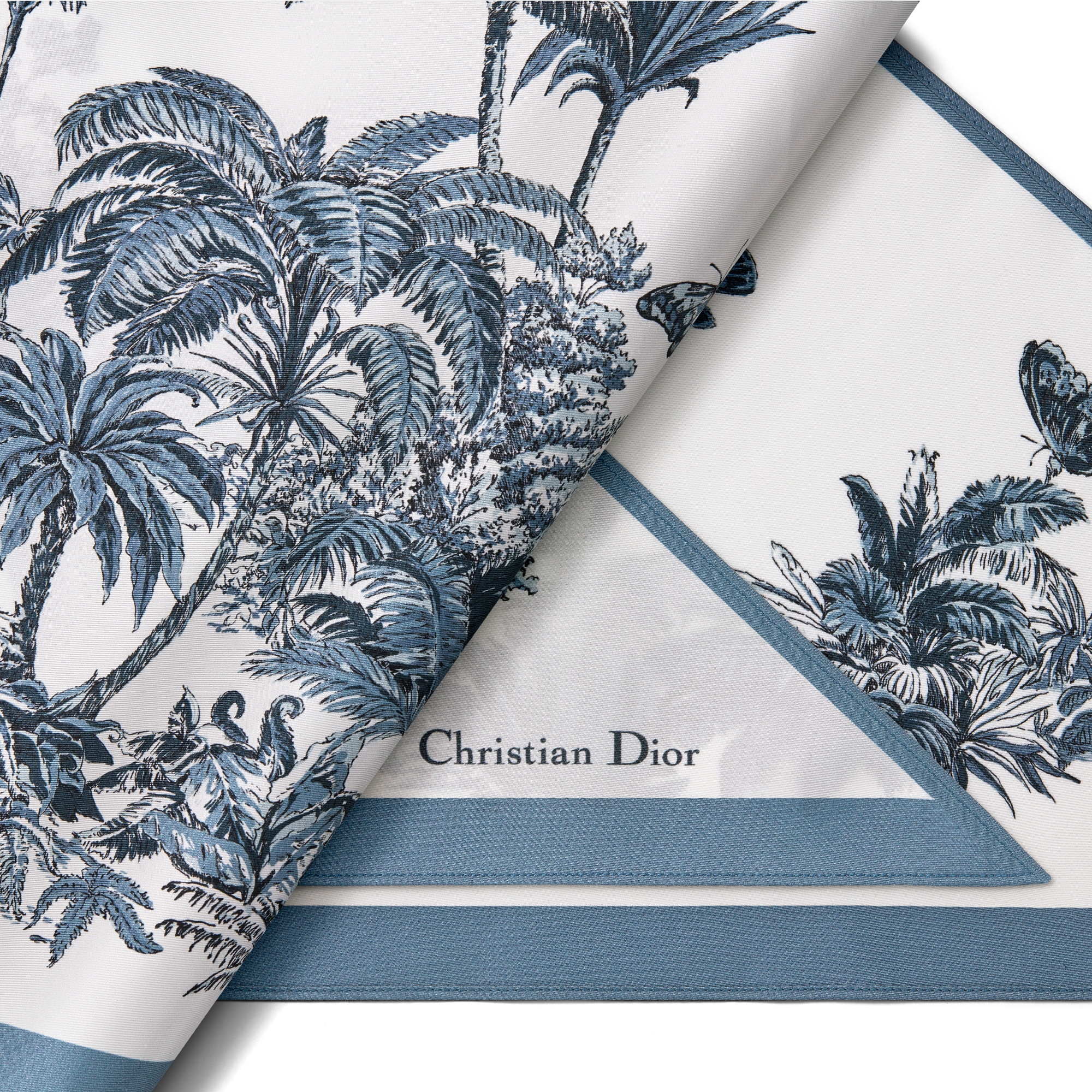 Dior Silk Top Toile de Jouy Palms Dioriviera Twill de soie blanche et ...