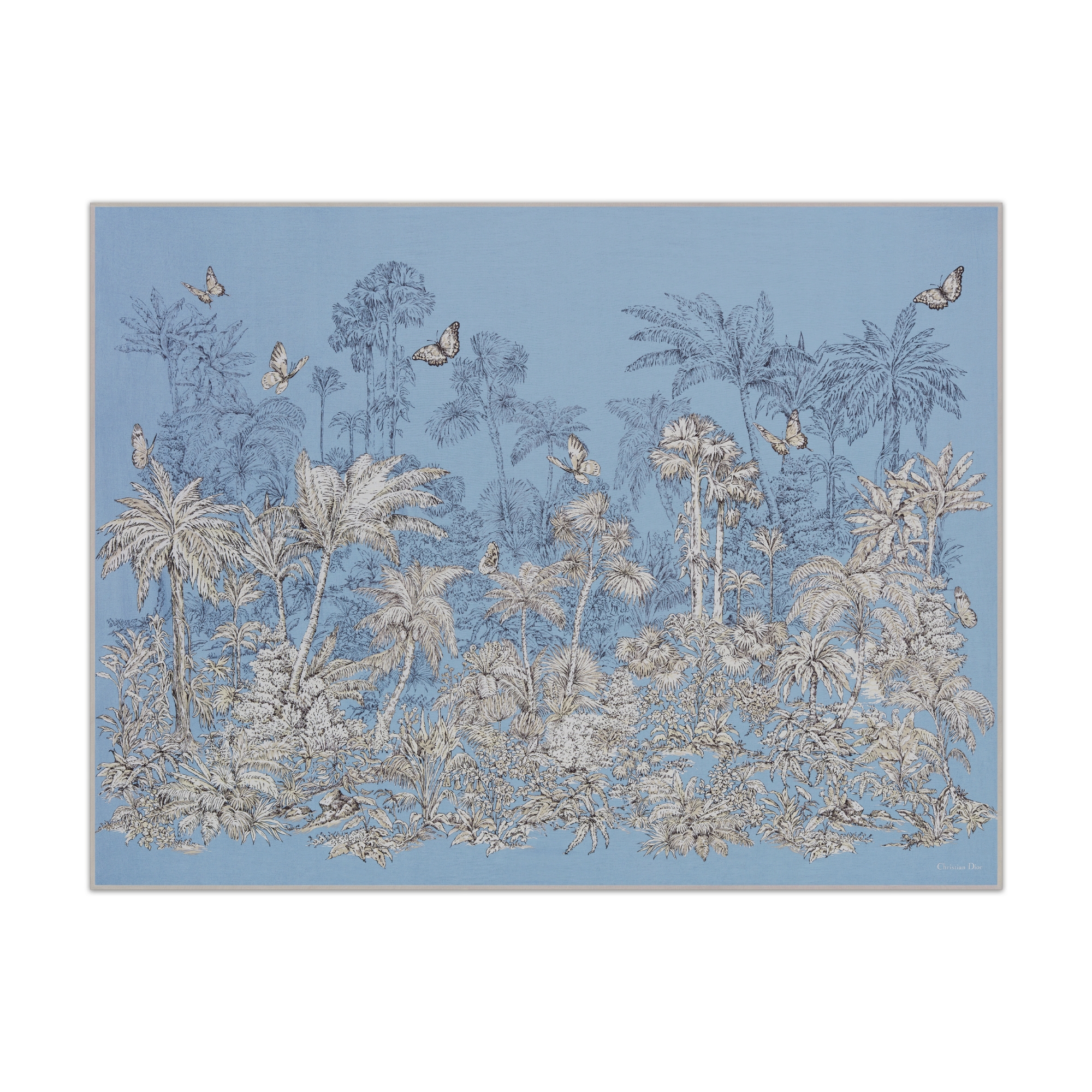 Dioriviera Toile de Jouy Palms Sarong Celestial Blue and White Cotton ...