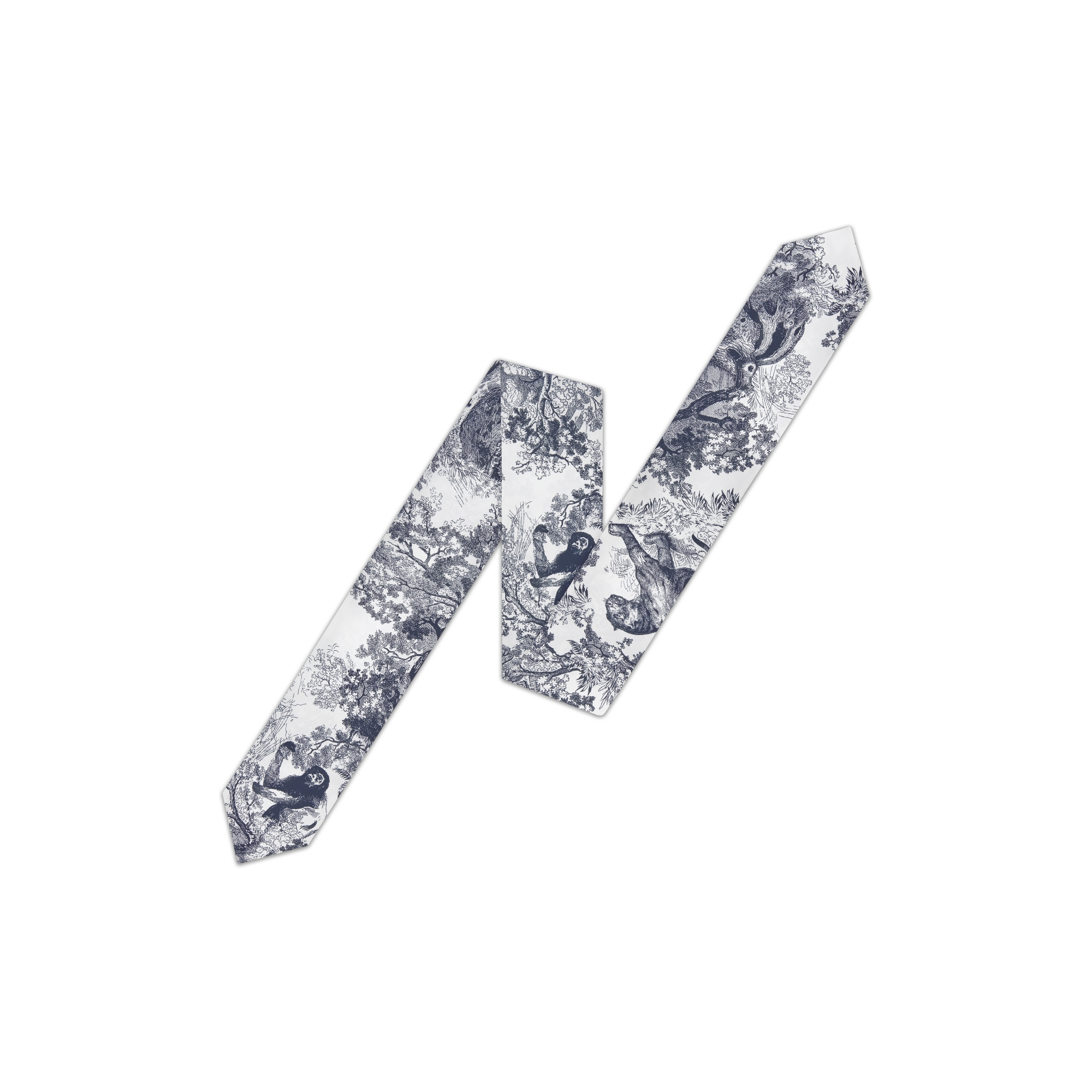 Dioriviera Maxi Mitzah-sjaal met Toile de Jouy Sauvage-motief Witte en marineblauwe zijden ...