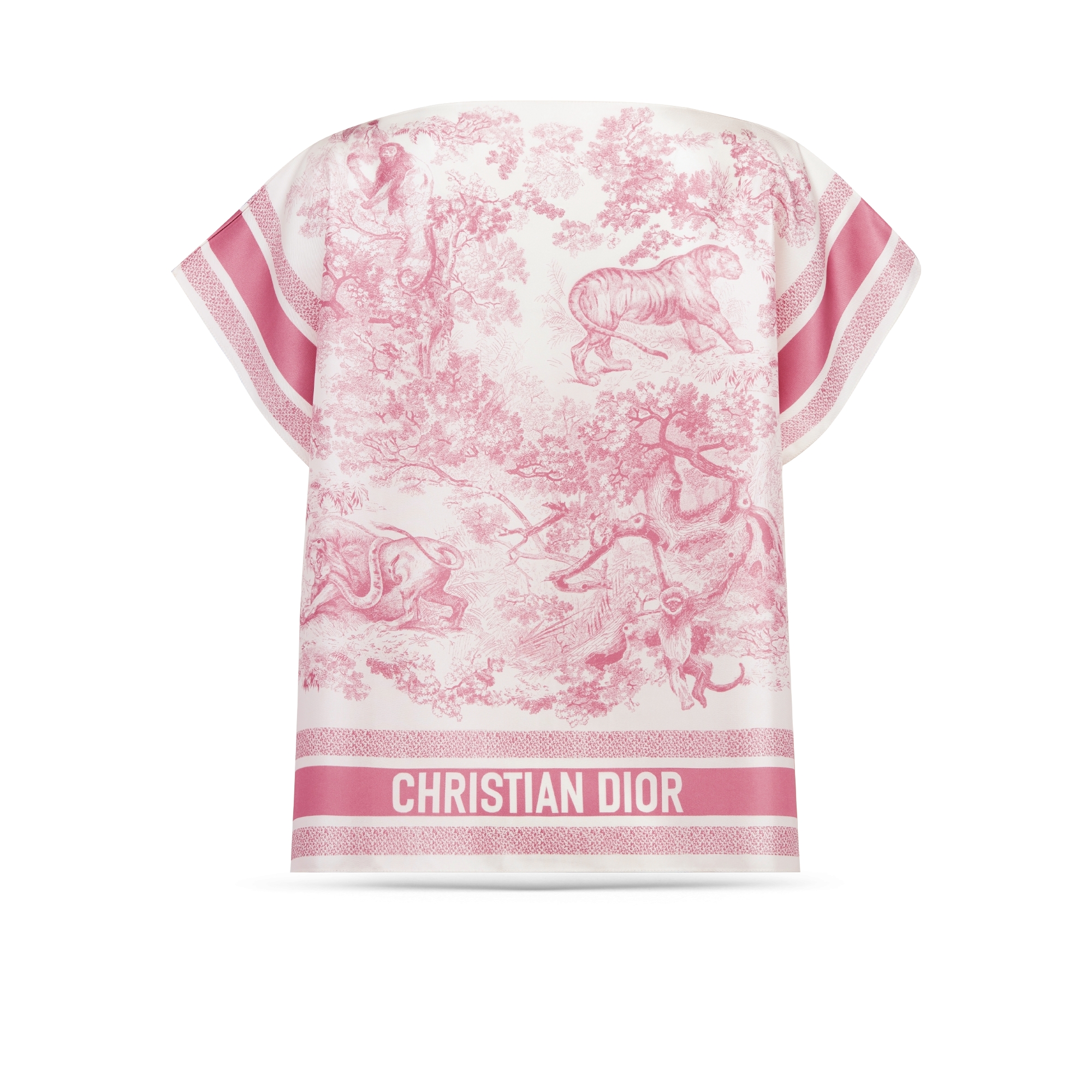 Dioriviera Toile de Jouy Sauvage Dior Silk Top White and Candy Pink ...
